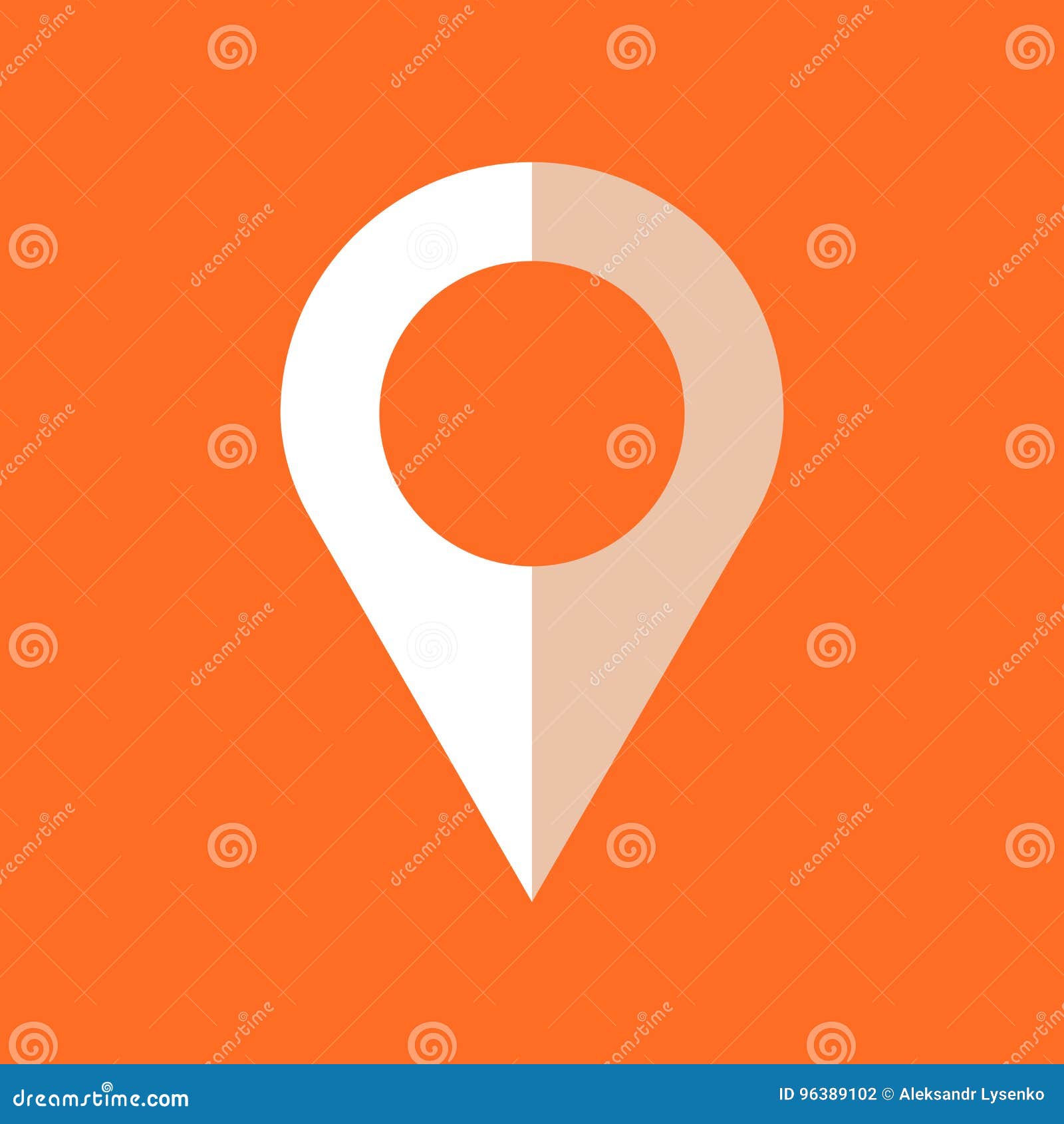 Pin Icon Vector. Location Sign in Flat Style Isolated on Orange Stock ...