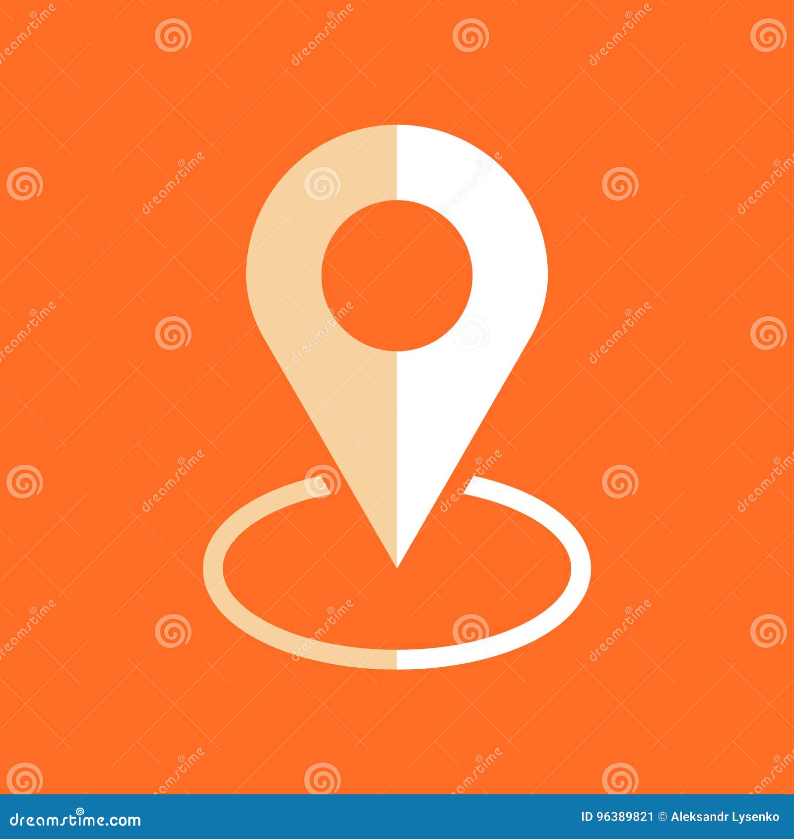 Pin Icon Vector. Location Sign in Flat Style Isolated on Orange Stock ...