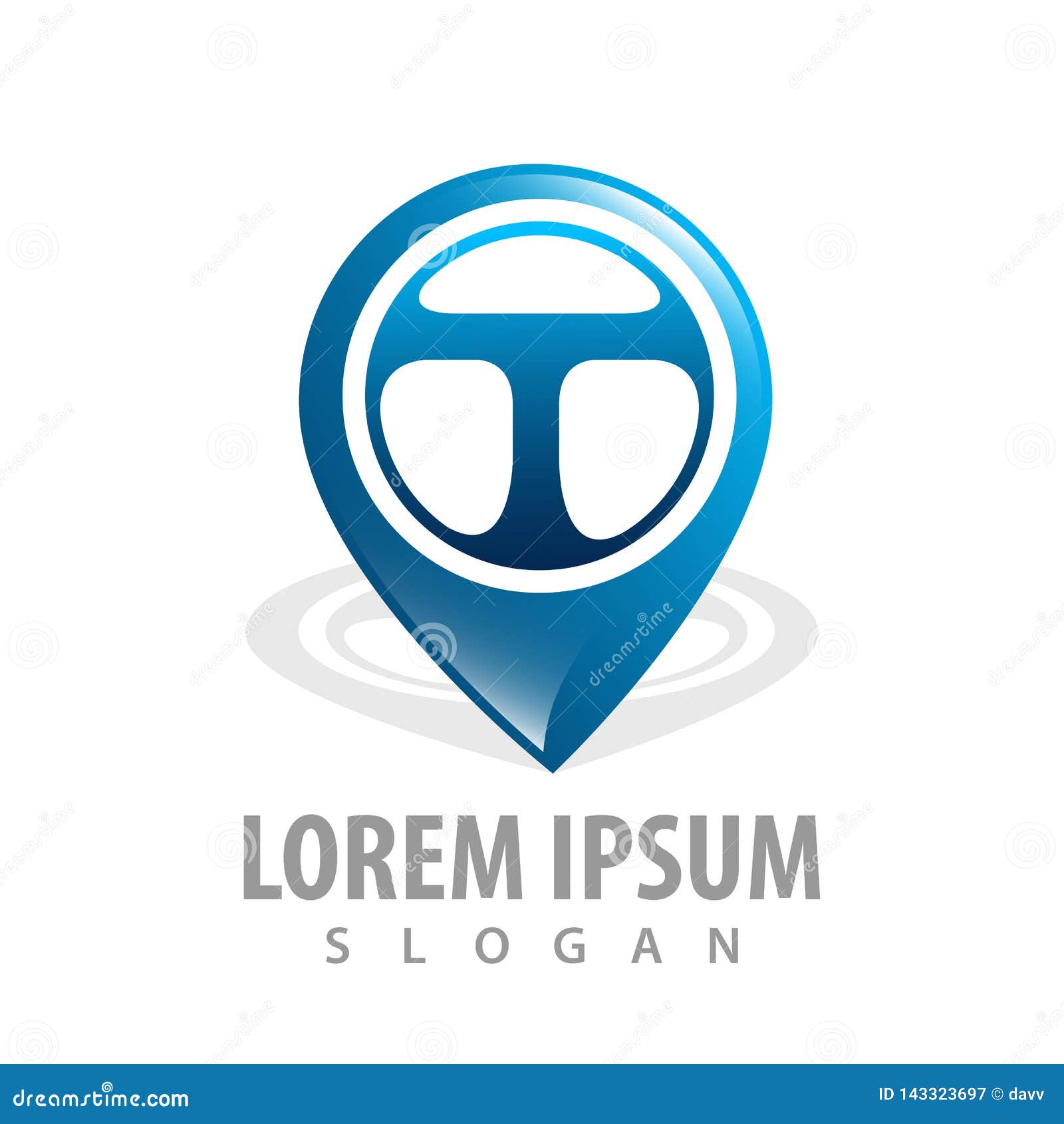 Pin Location Navigation with T Letter Concept Design. Symbol Graphic ...