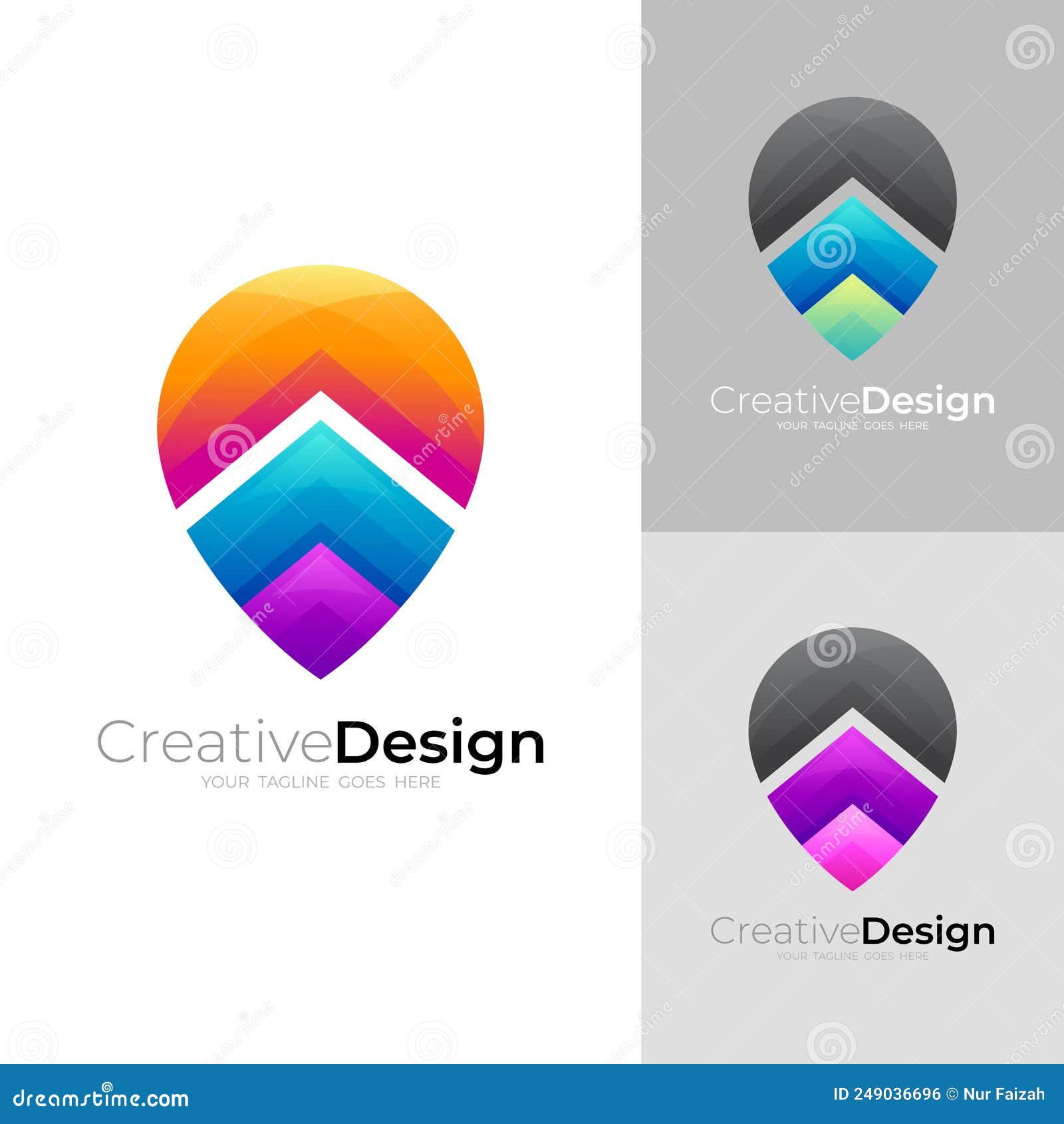 Pin Logo with Arrow Design Template, Modern Icon Stock Vector ...