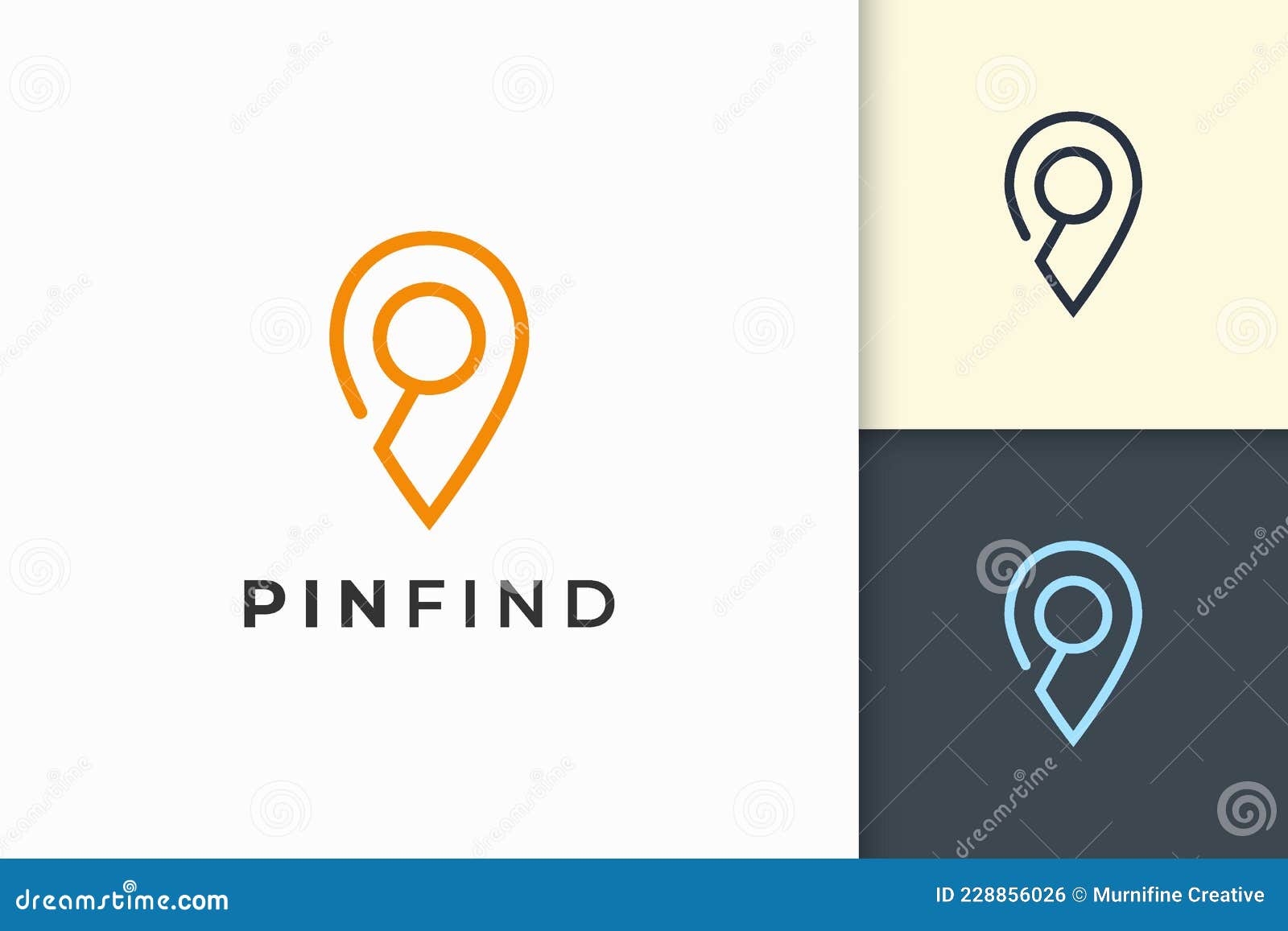 Pin Logo or Marker in Simple Line and Modern Shape Represent Map or ...