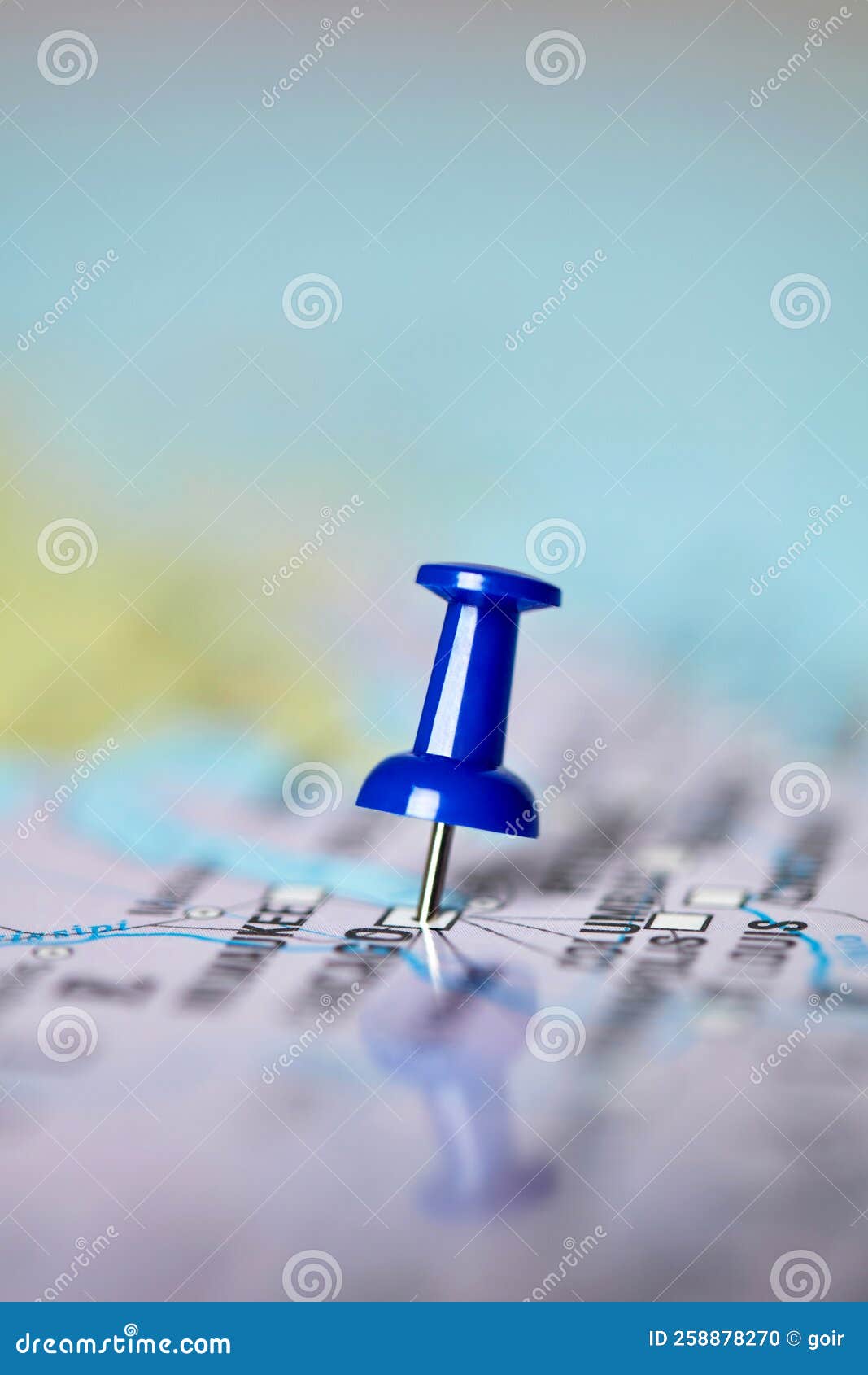 Pin on map, close-up stock photo. Image of navigational - 258878270