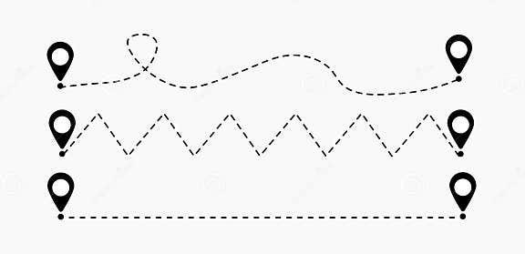 Pin Map Dotted Line. Navigation Pointers Stock Vector - Illustration of ...