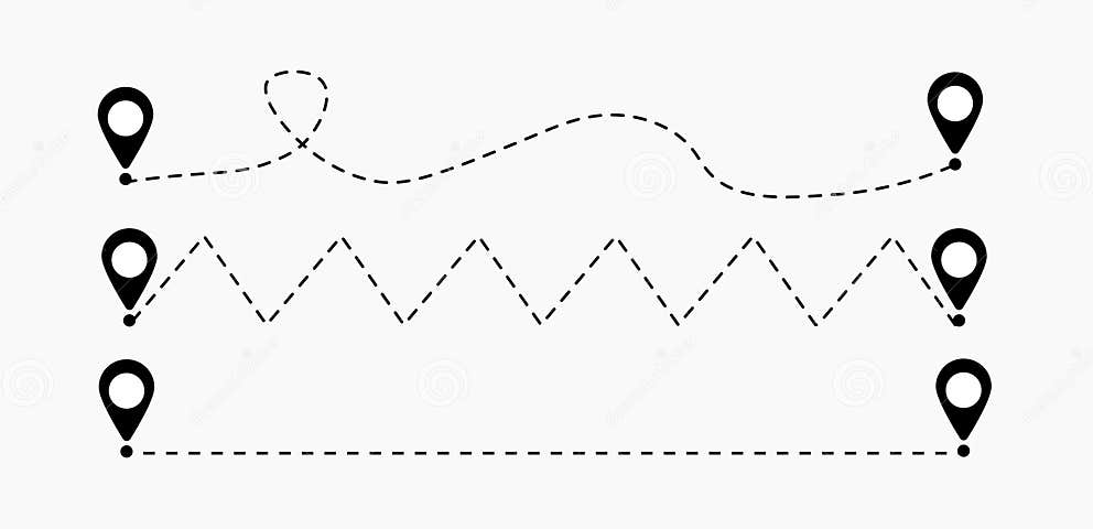 Pin Map Dotted Line. Navigation Pointers Stock Vector - Illustration of ...