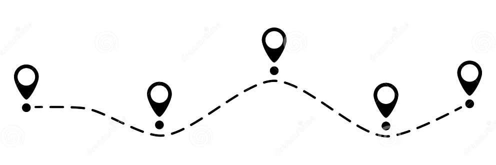 Pin map dotted line stock illustration. Illustration of roadmap - 264211832