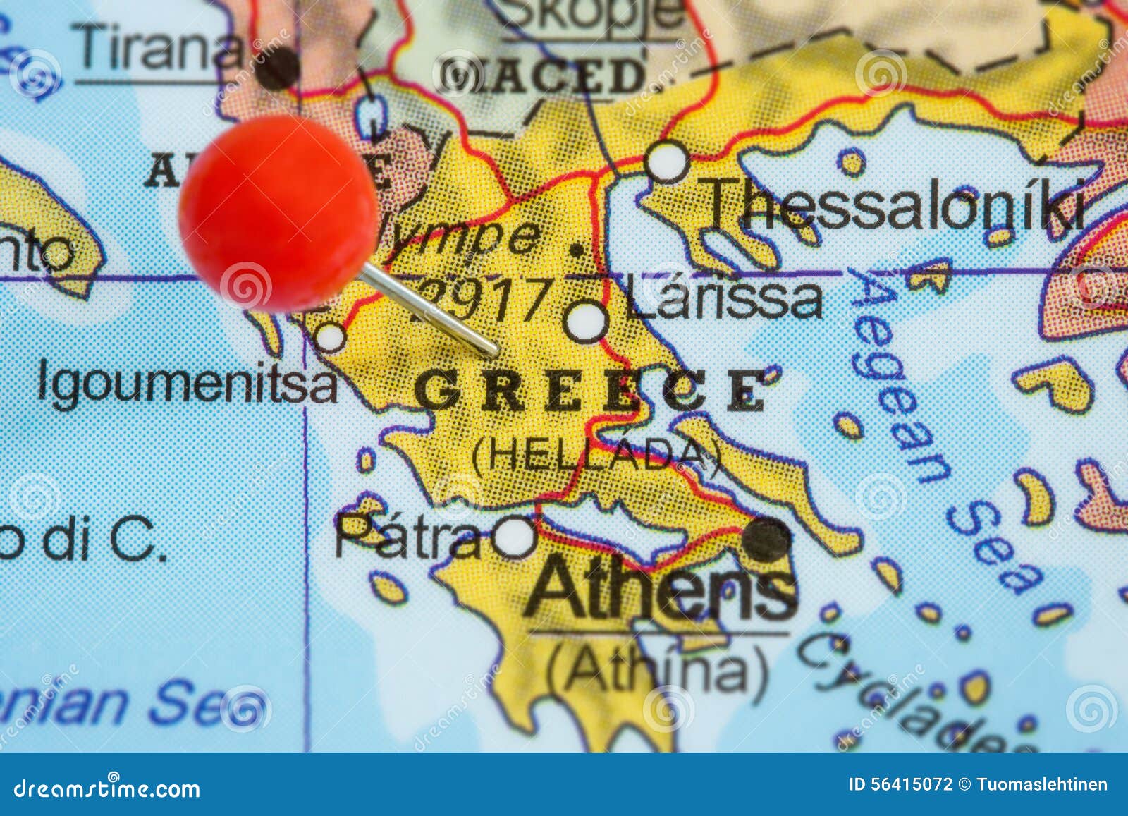 Pin on a map of Greece stock photo. Image of pointing - 56415072