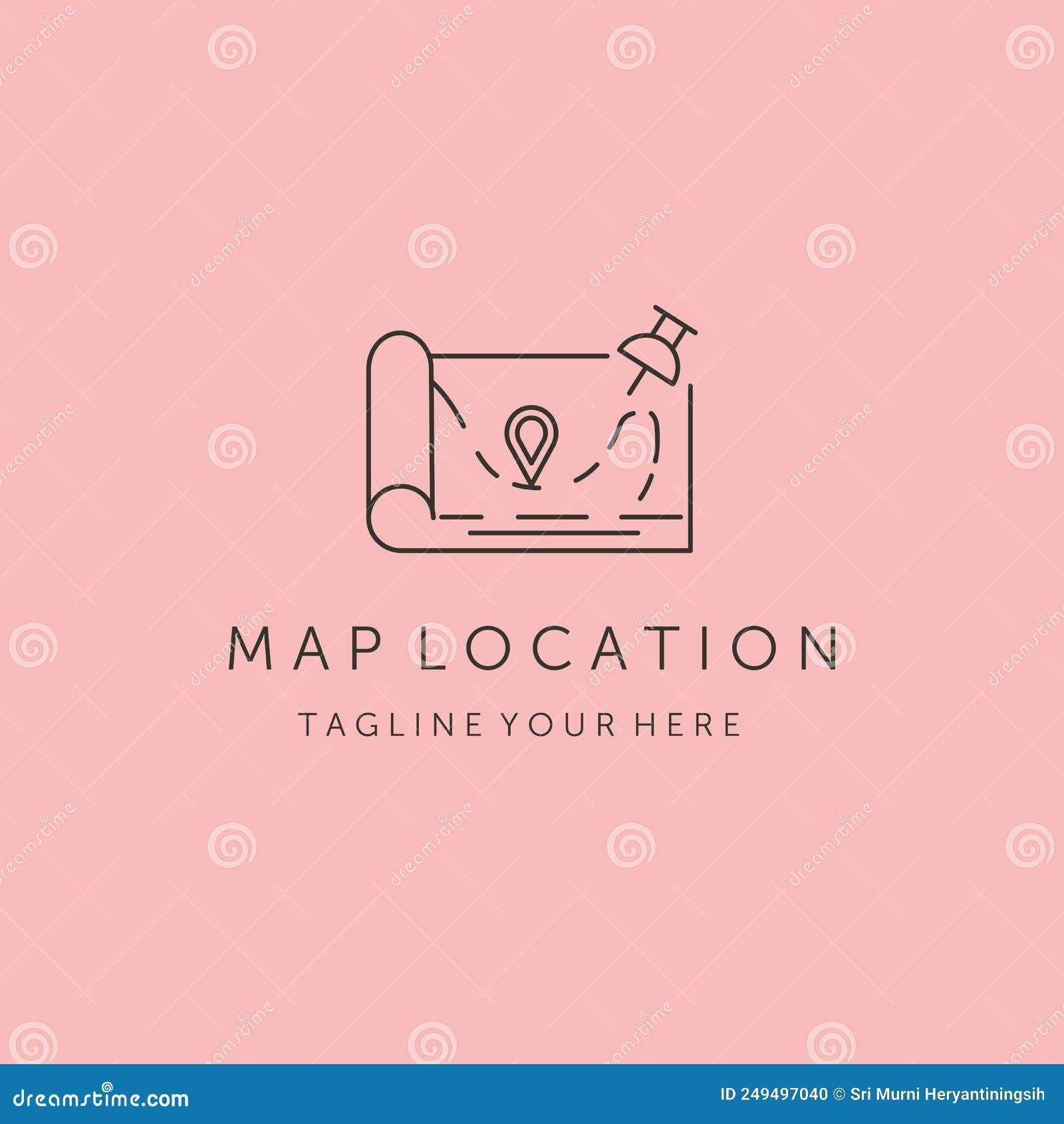 Pin Map Location Line Art Logo Vector Symbol Illustration Design Stock ...