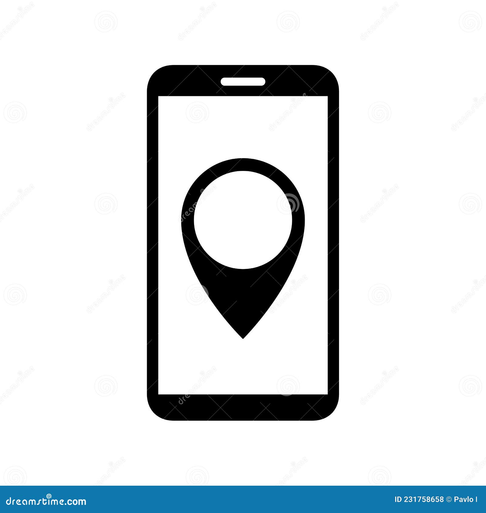 Pin Map Marker Pointer Icon on Phone Screen, GPS Location App Flat ...