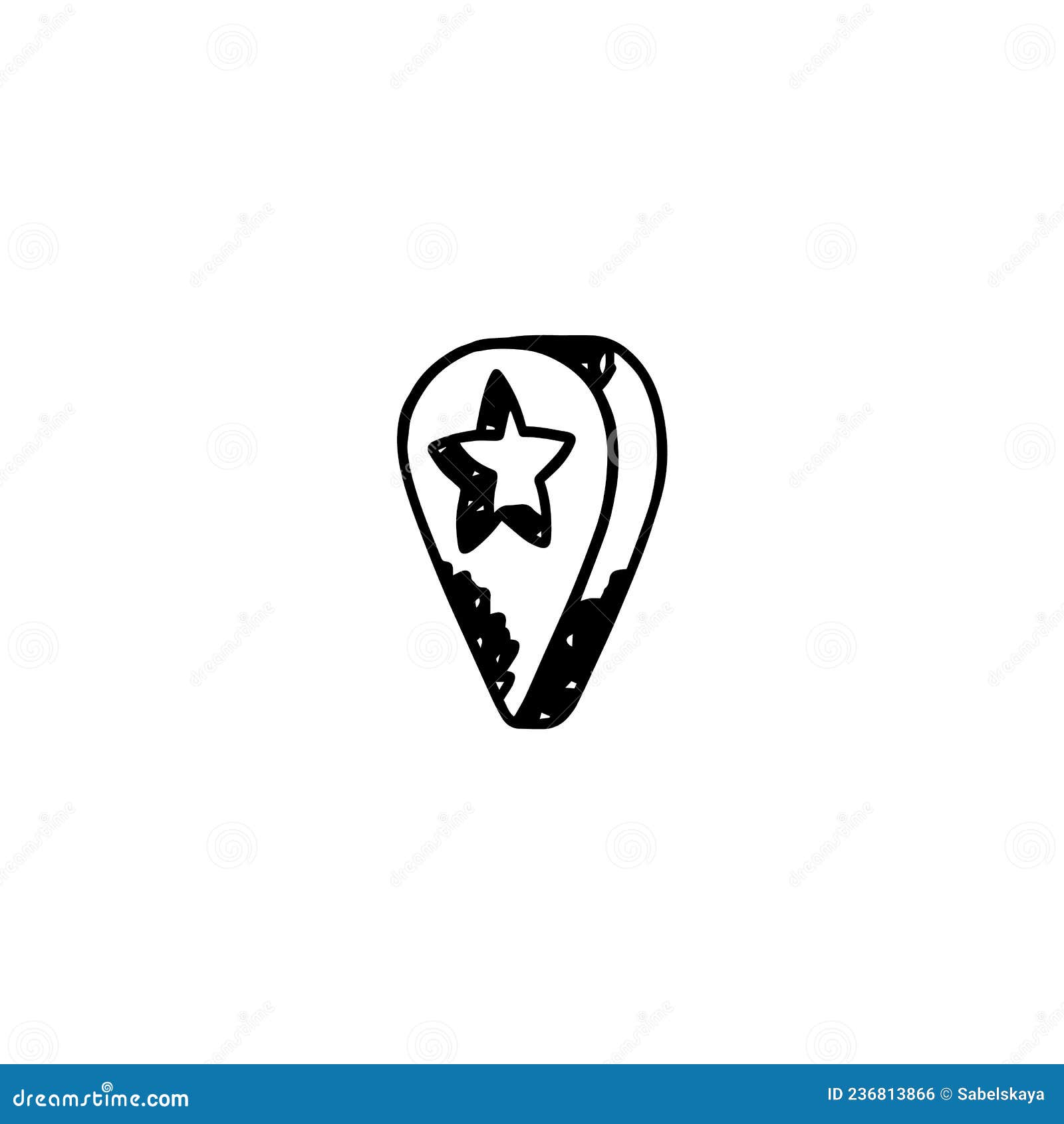 Pin Map with Star Location Icon Vector Doodle. Pointer Marker Shape for ...