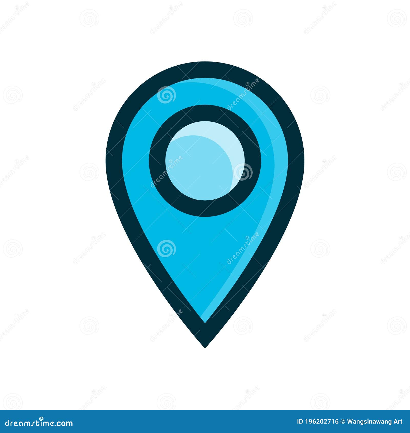 Pin Map Symbol Blue Icon Vector Illustration Isolated on White ...
