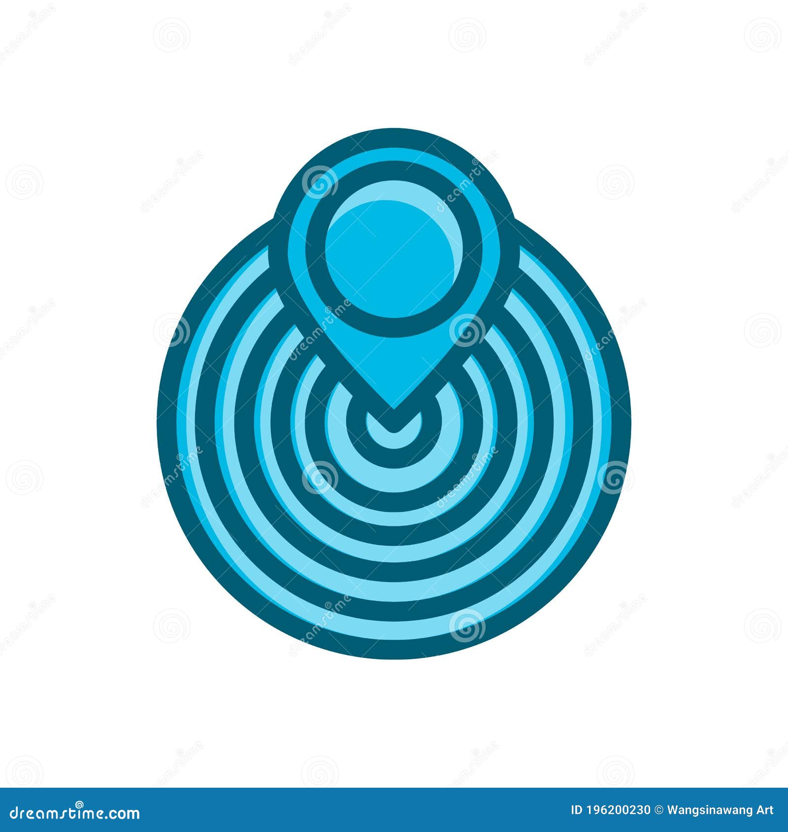 Pin Map Target Blue Icon Vector Illustration Isolated on White ...