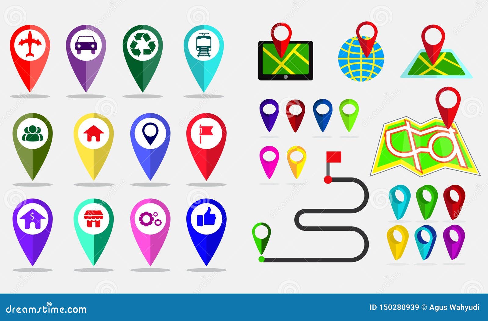 Set of Maps Pin, Locating Destination on Application or Gadget. Stock ...