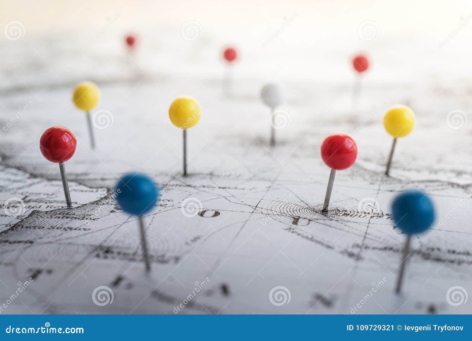 Pin Marking Location on Map. Adventure, Discovery Background. Stock ...