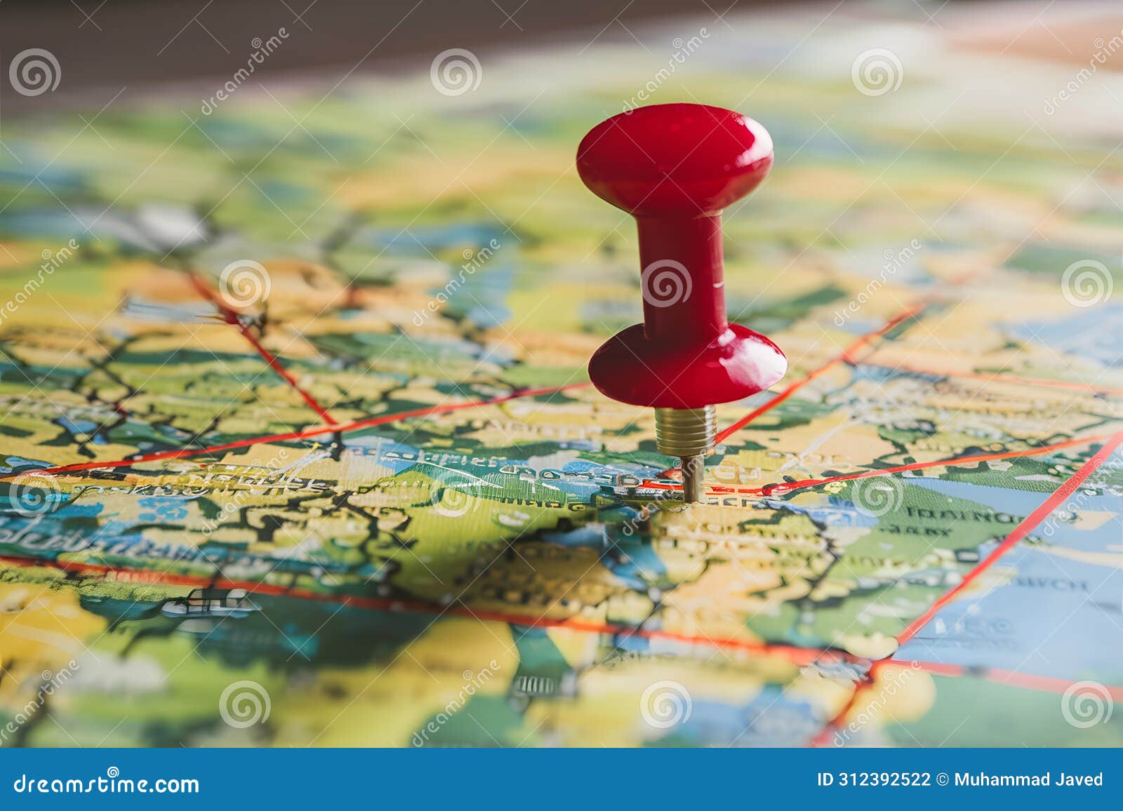 Pin Marks Location on Map, Setting Course for Adventure Stock ...