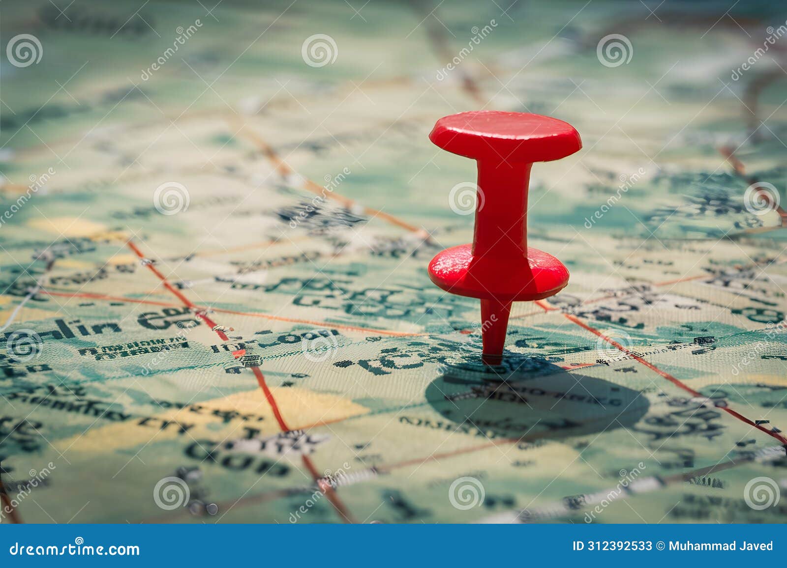 Pin Marks Location on Map, Setting Course for Adventure Stock ...