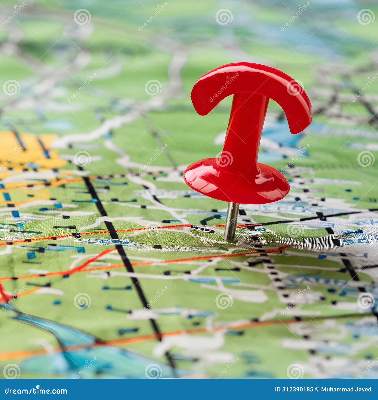 Pin Marks Location on Map, Setting Course for Adventure Stock ...