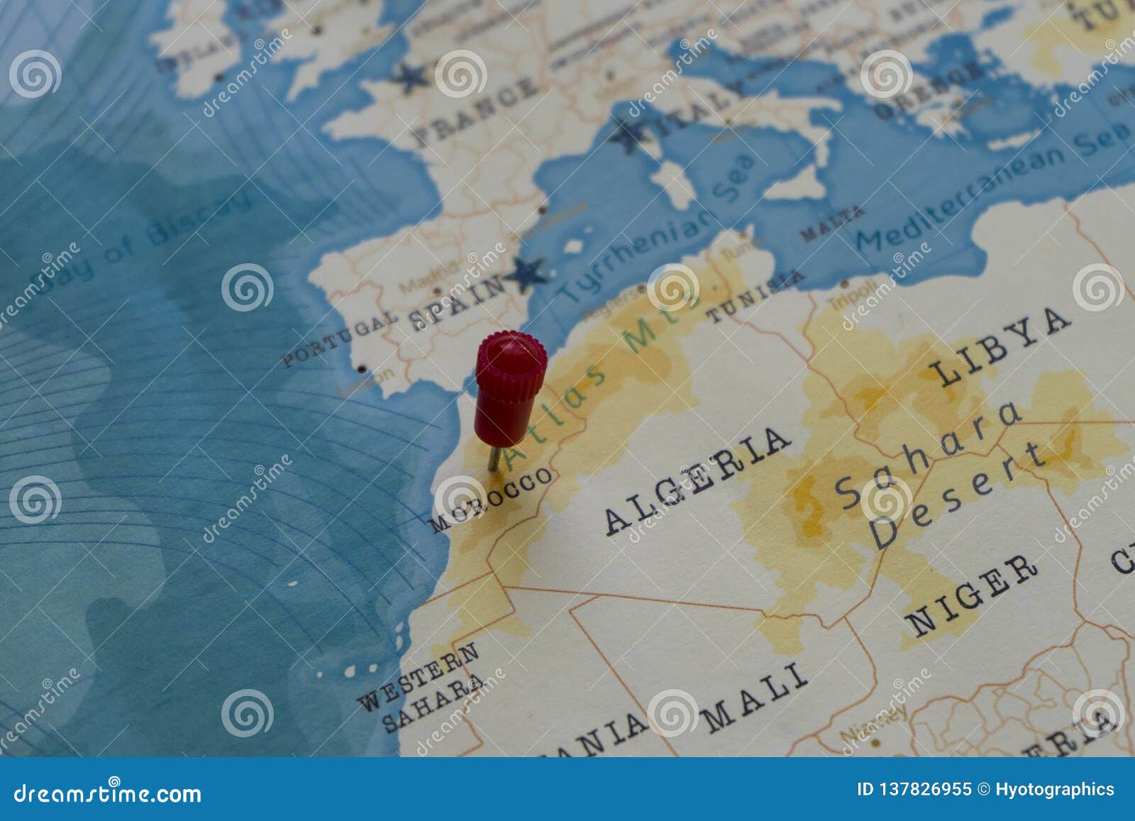 A Pin on Morocco in the World Map Stock Image - Image of journey ...