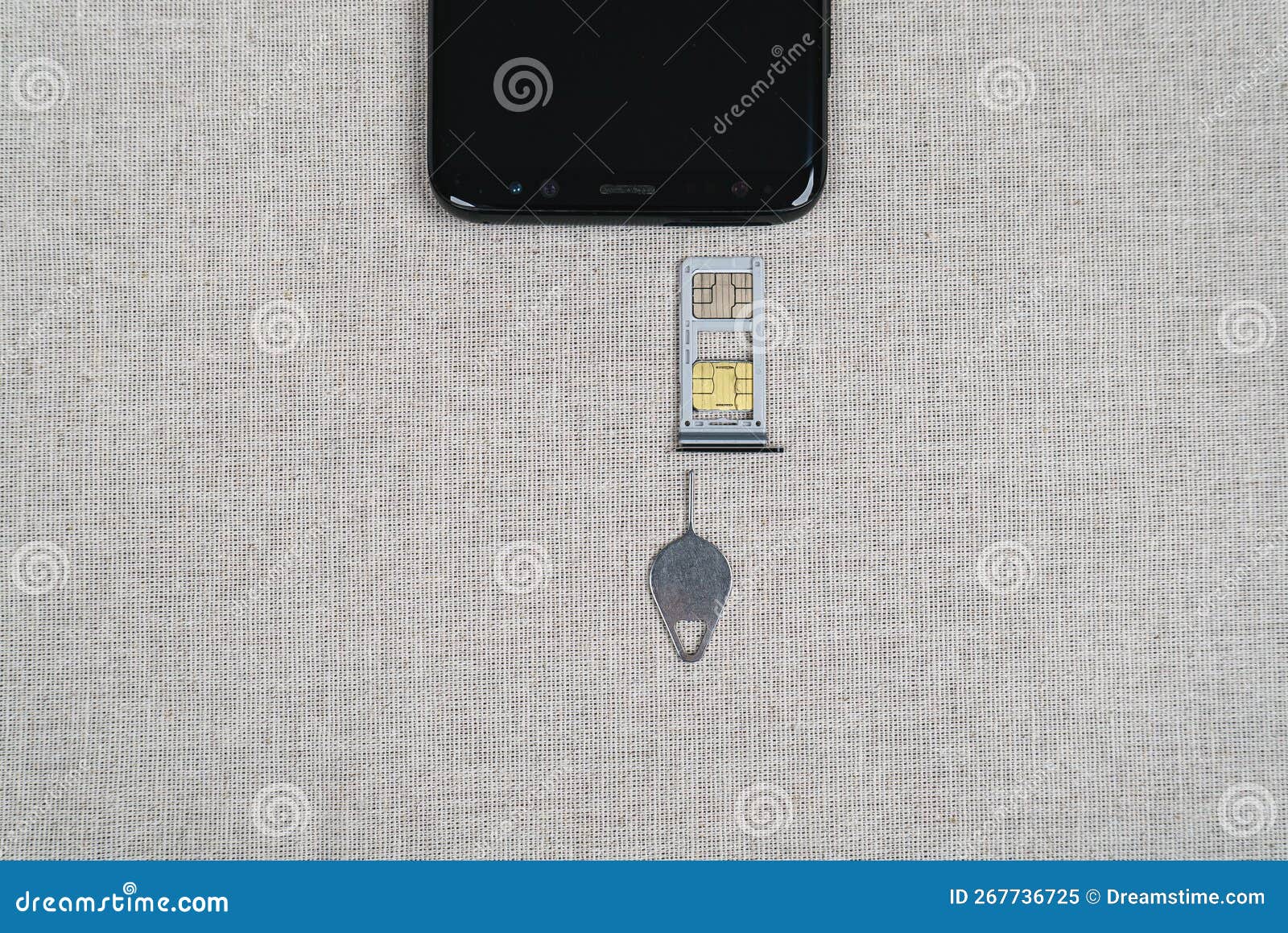 Pin and Open Slot for 2 SIM Cards. Top View Stock Image - Image of ...