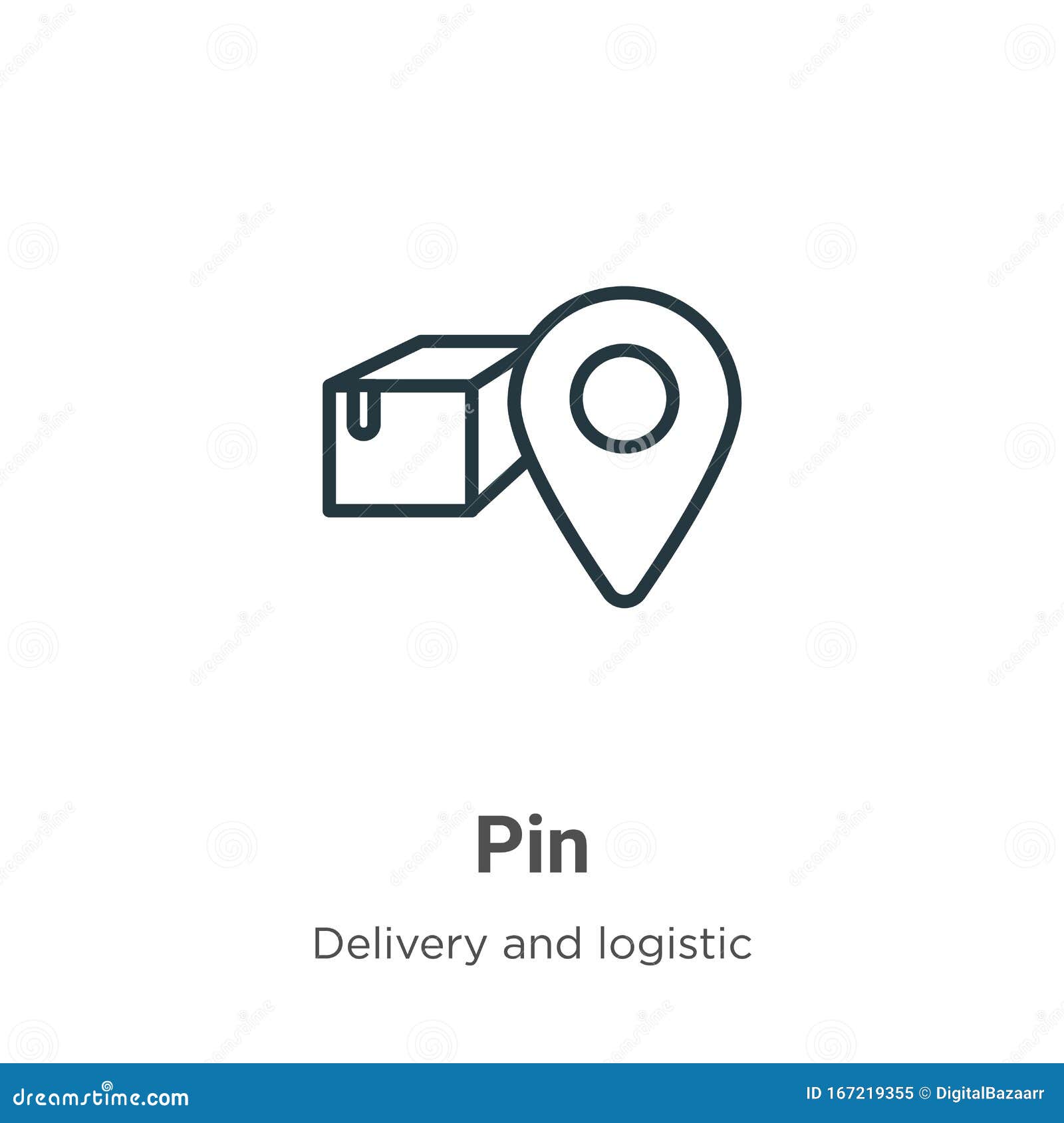 Pin Outline Vector Icon. Thin Line Black Pin Icon, Flat Vector Simple ...