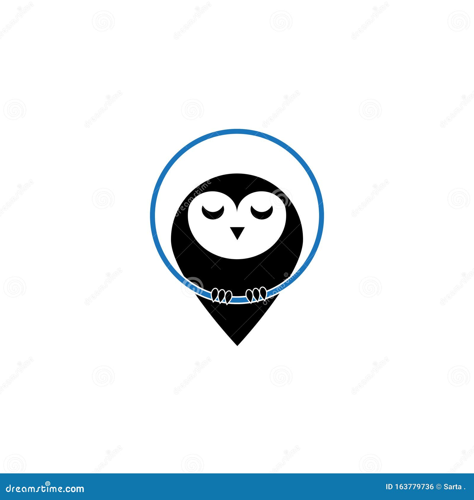 Pin owl logo on the circle stock illustration. Illustration of symbol ...