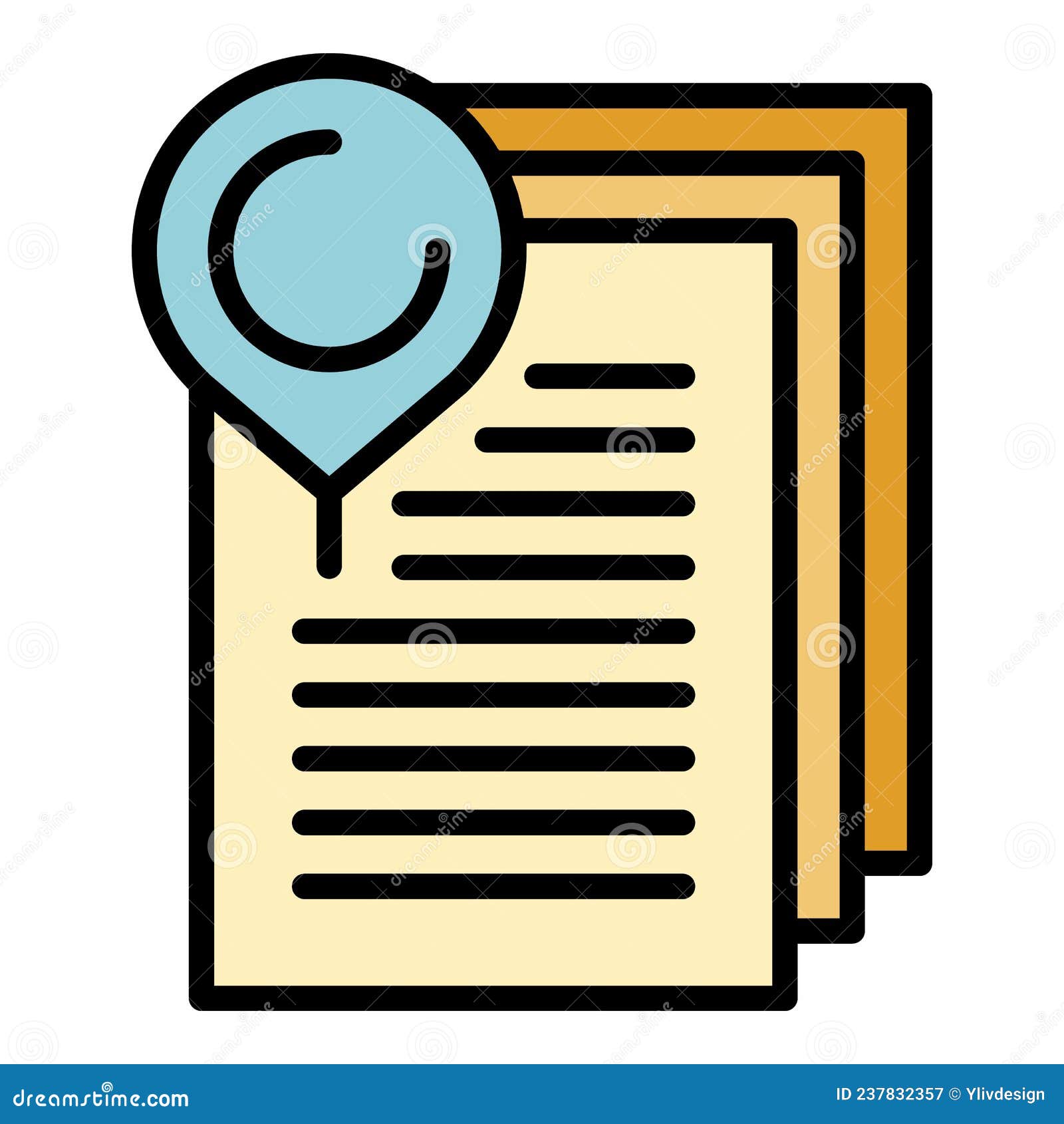 Pin Paper Report Icon Color Outline Vector Stock Vector - Illustration ...