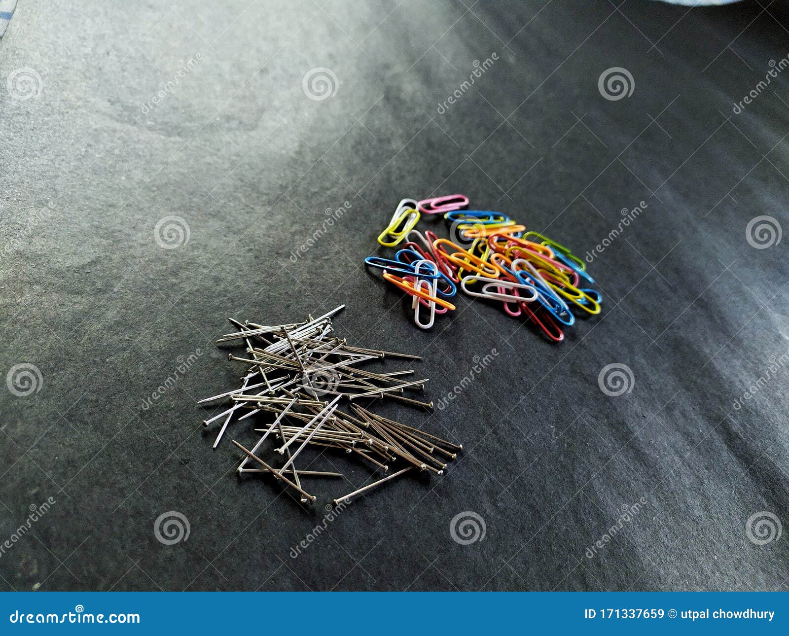Pin and Paperclip for Attachment of Documents Stock Image - Image of ...