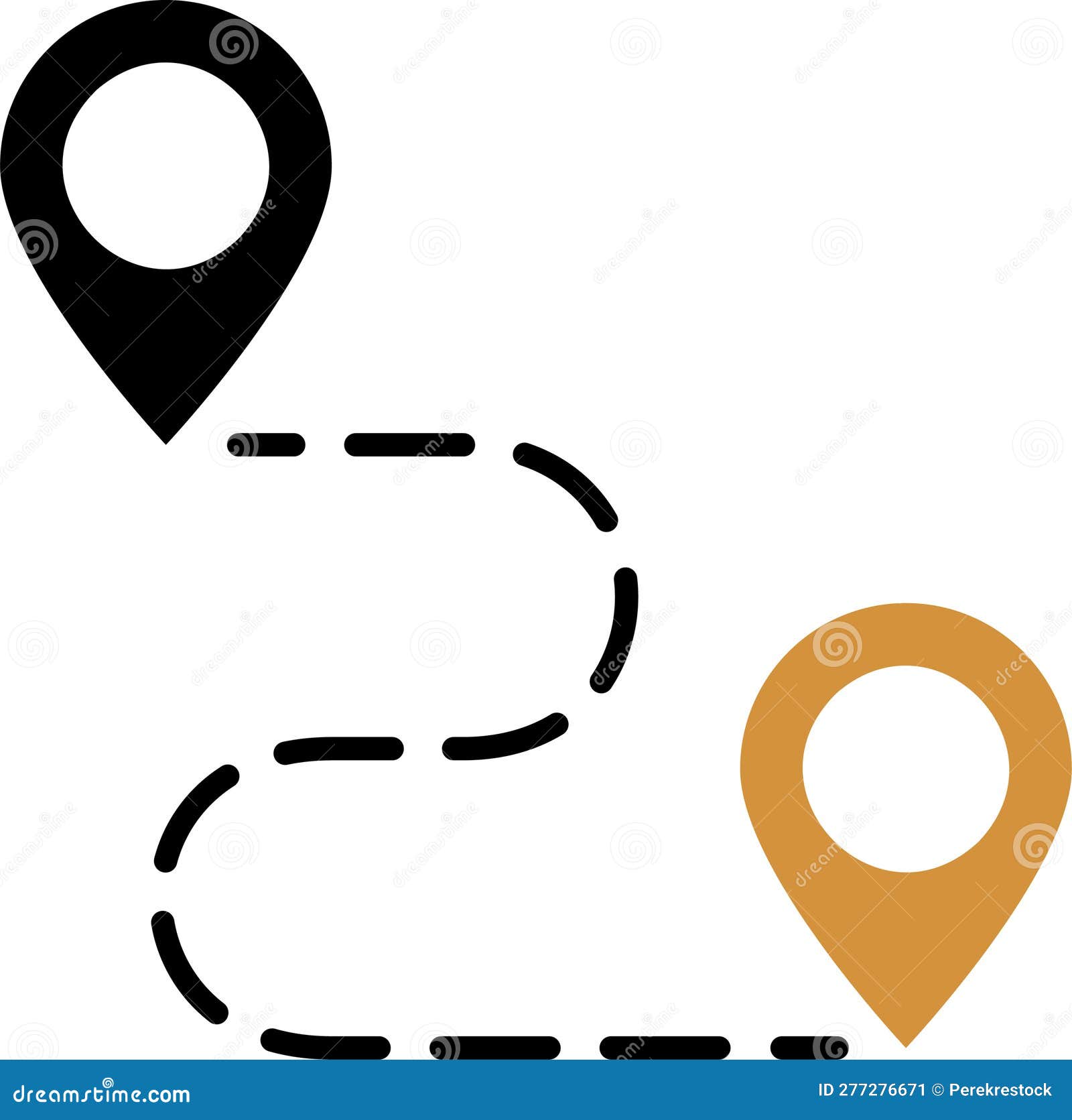 Pin and Path Icons As a Route Concept between Locations Stock Vector ...
