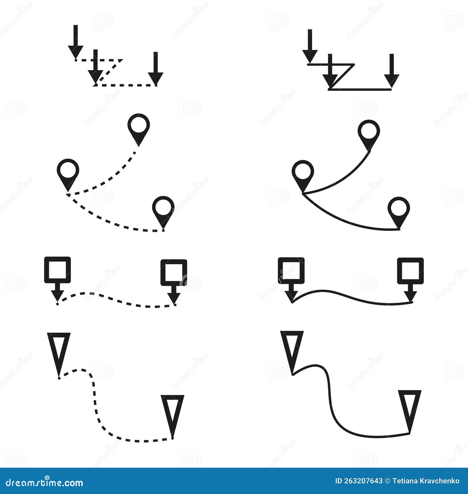 Pin Path in Linear Style. Single Line. Internet Application. Vector ...