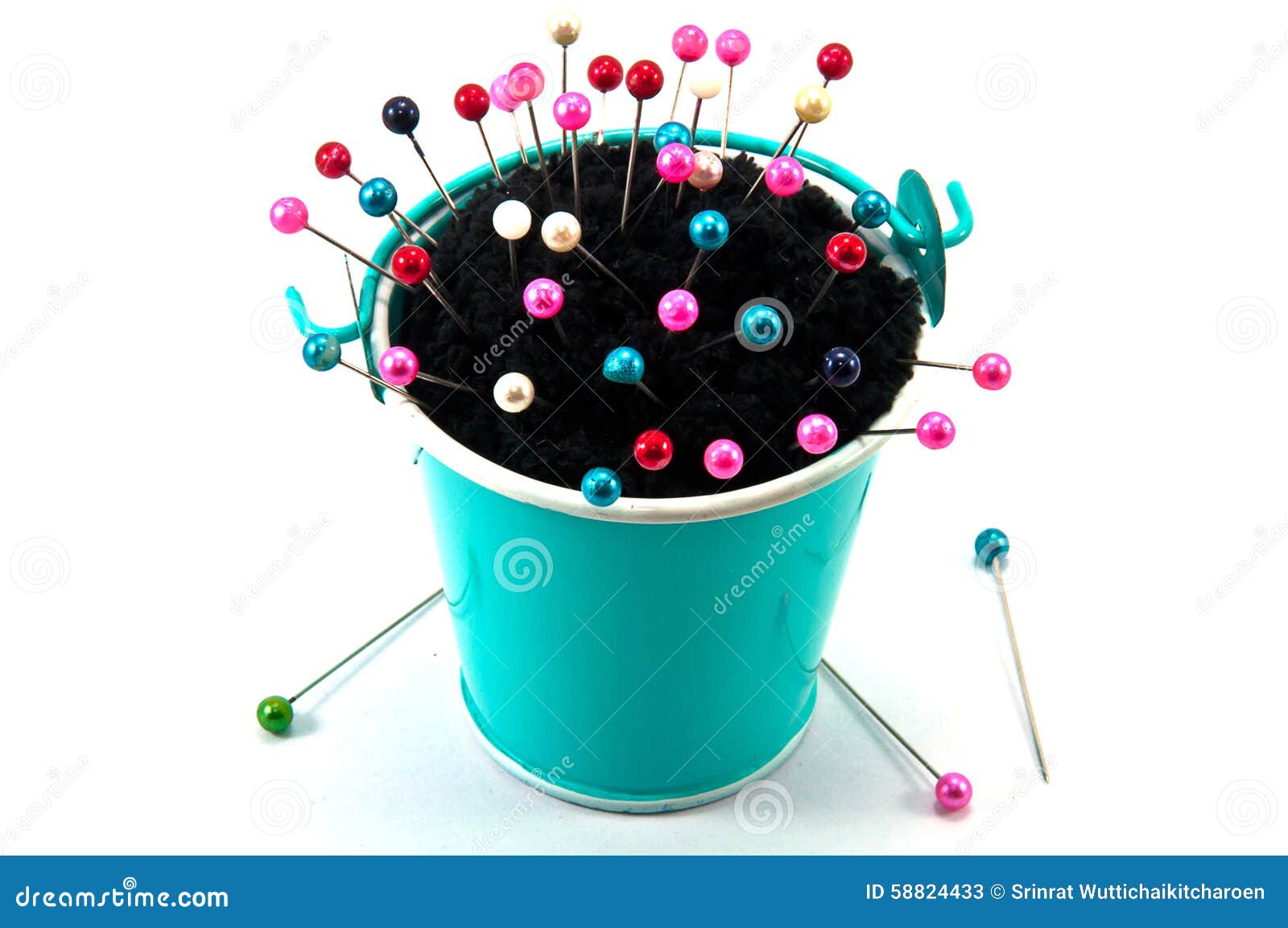 Pin pillow bucket stock image. Image of string, tailoring - 58824433