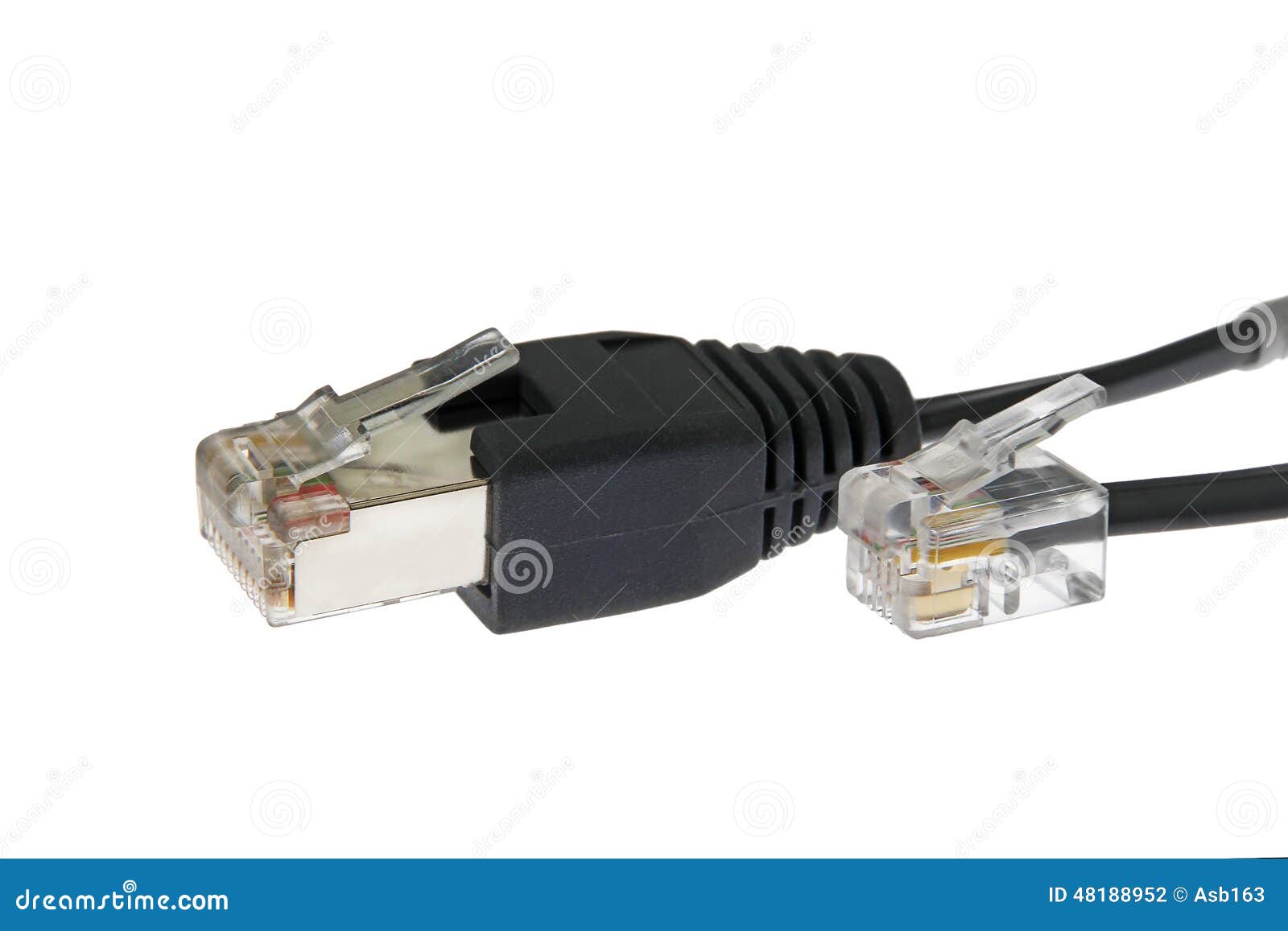 10-pin and 4-pin Connectors RJ Stock Photo - Image of objects, white ...