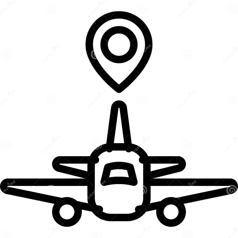 Pin with Plane Icon, Location Map and Navigation Vector Stock Vector ...