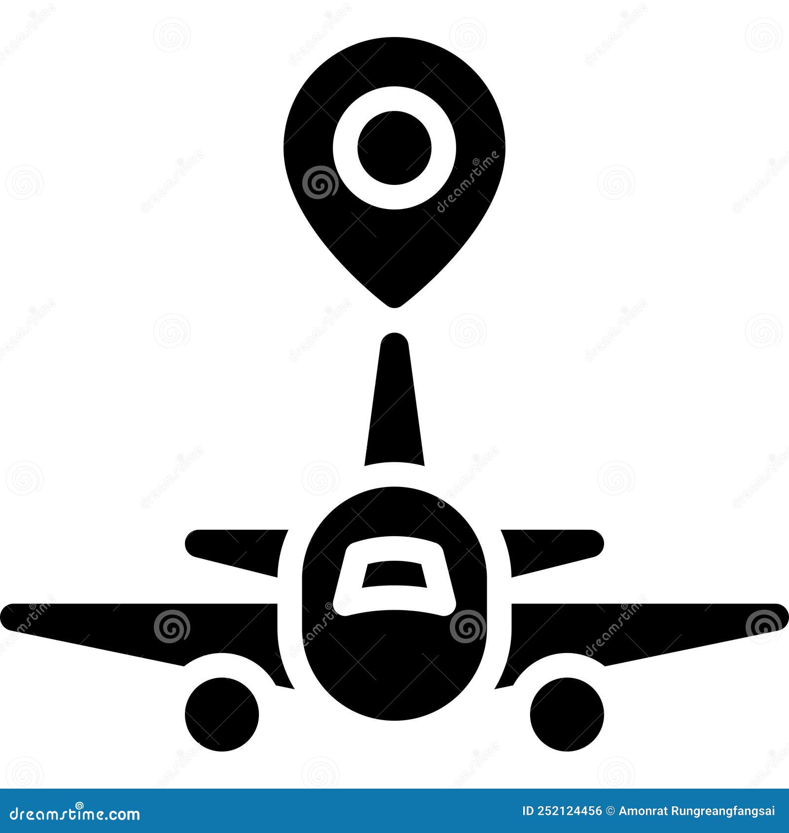 Pin with Plane Icon, Location Map and Navigation Vector Stock Vector ...