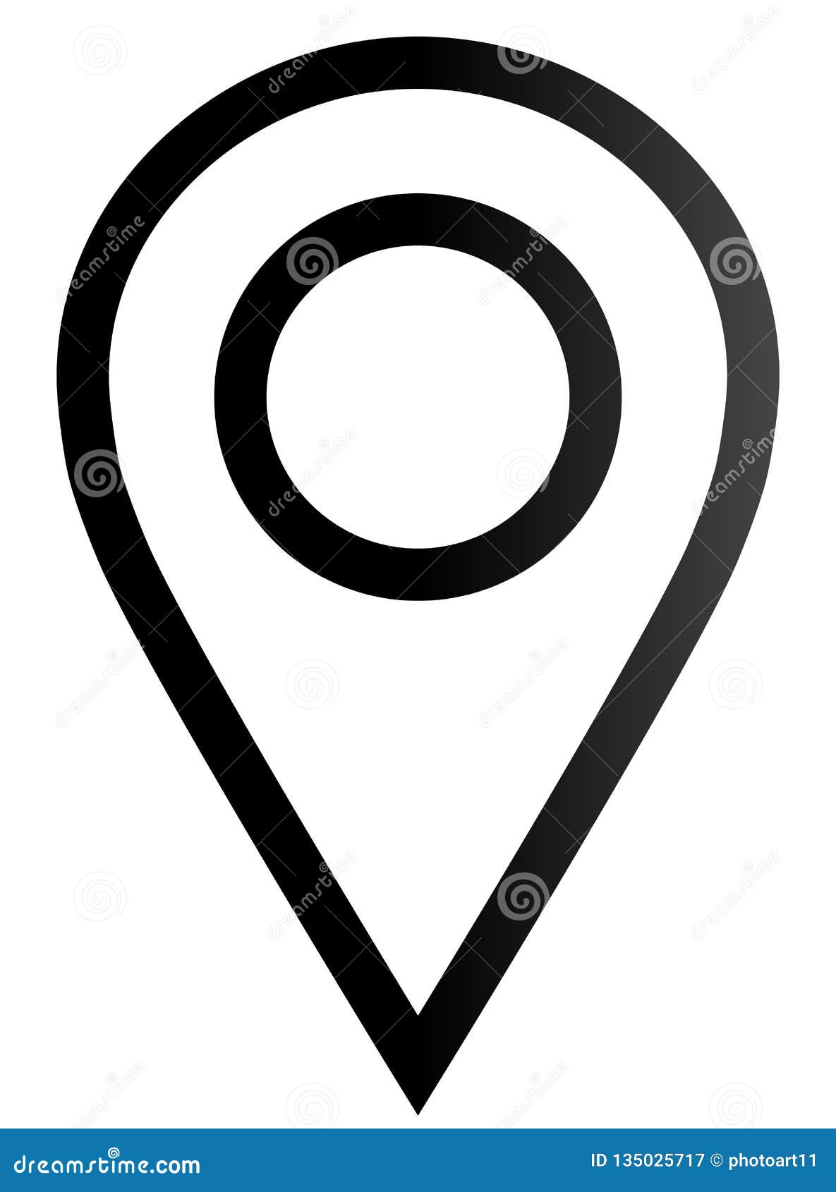 Pin Point - Black Gradient Outlined, Isolated - Vector Stock Vector ...