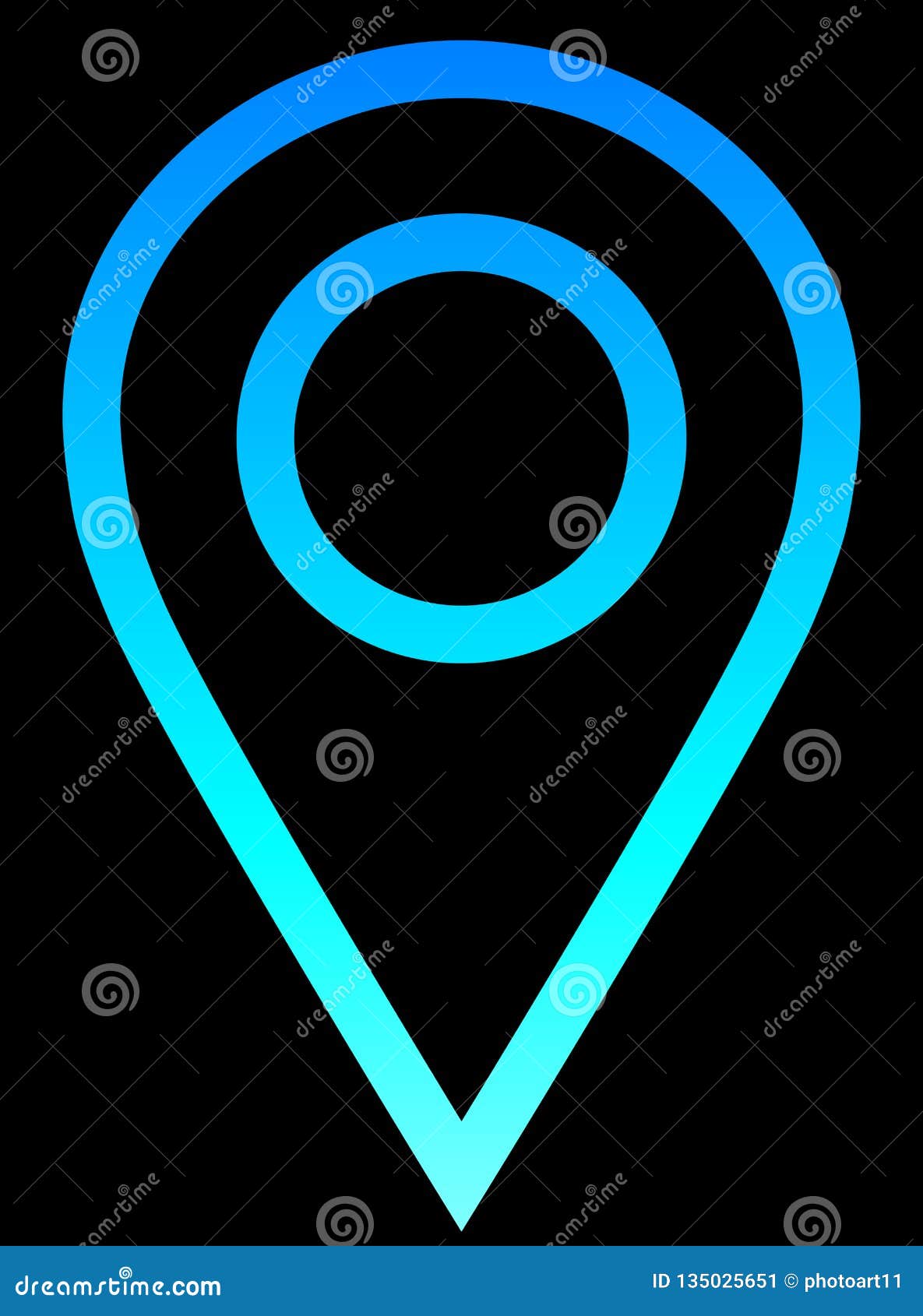Pin Point - Cyan Blue Gradient, Cold Light, Outlined, Isolated - Vector ...