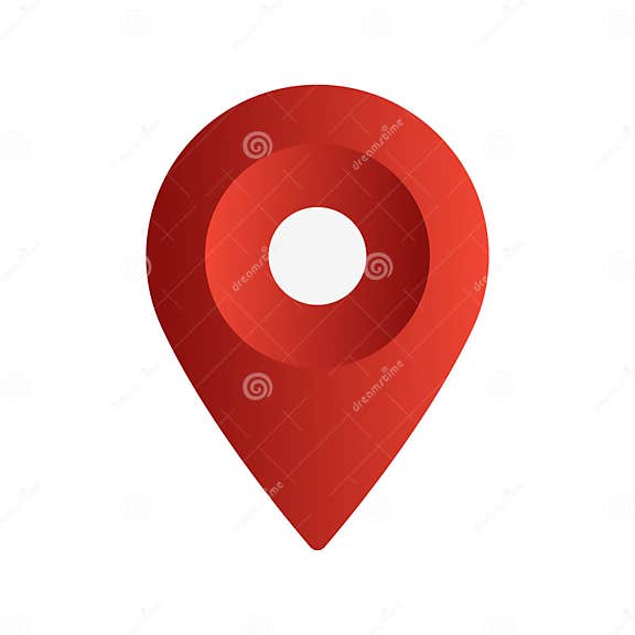 Pin Point Icon with Red Map Location Pointer Symbol Isolated on White Background Stock Vector ...