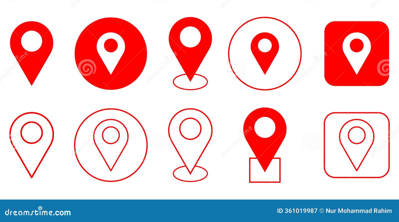 Pin Point Icon. Red Map Location Pointer Symbol Vector Stock Illustration - Illustration of ...