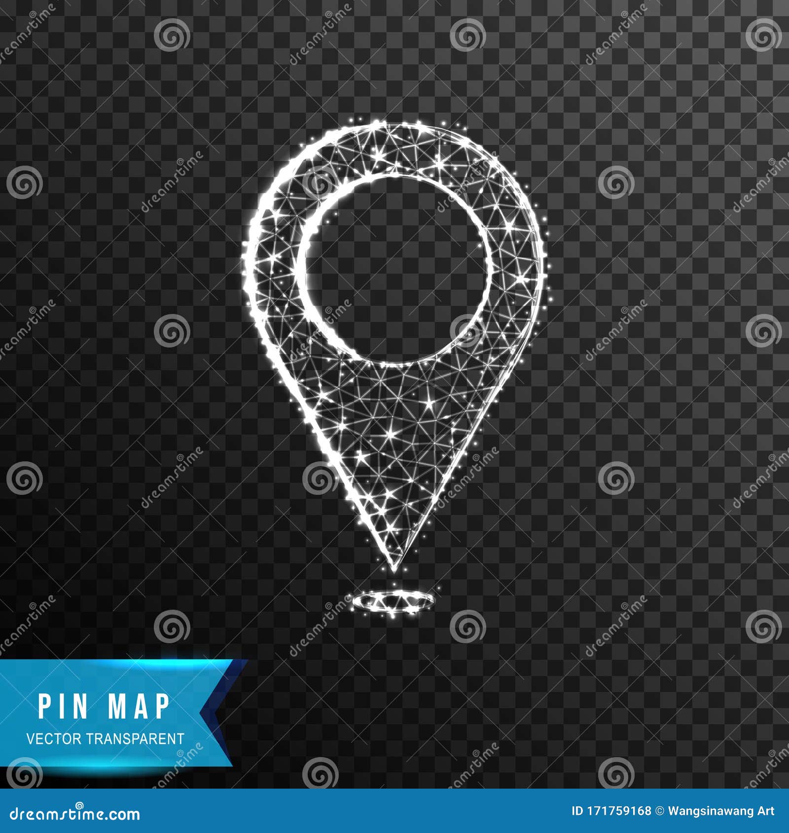 Pin Point, Pointer Location Icon from Connecting Dot and Line. Light ...