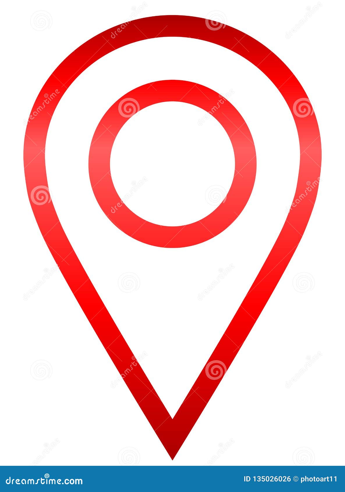 Pin Point - Red Gradient Outlined, Isolated - Vector Stock Vector ...