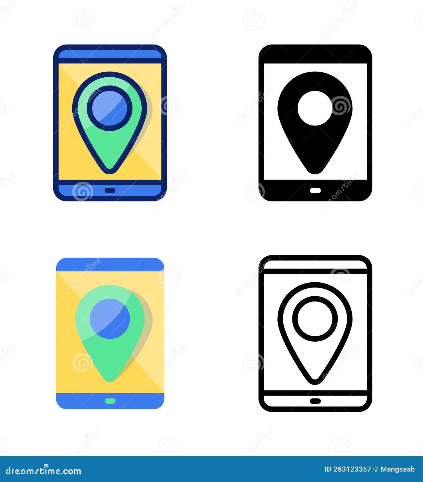 Pin Point on Smartphone. Pointer and Location Icons Stock Vector ...