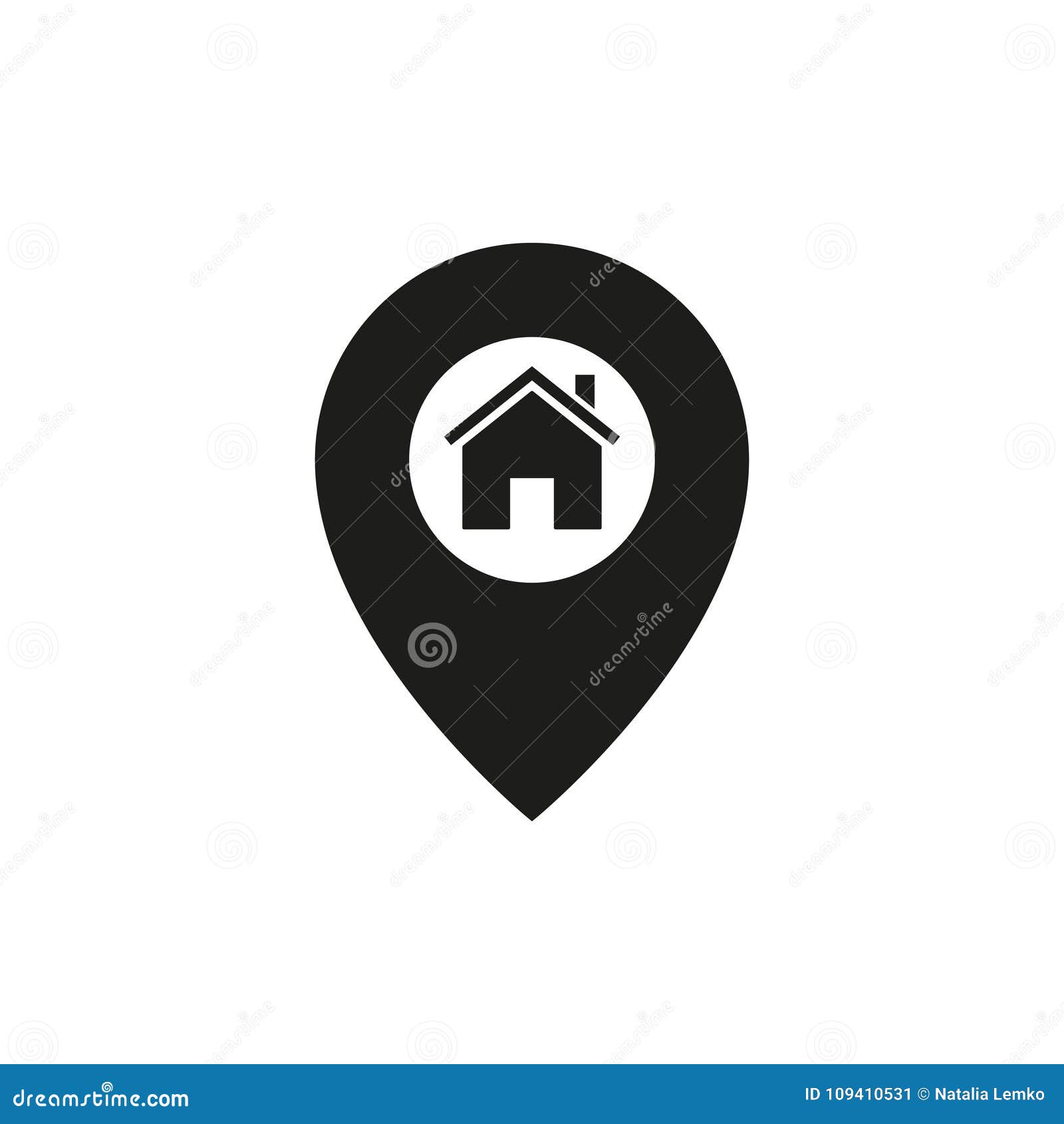 Pin at home icon stock vector. Illustration of home - 109410531