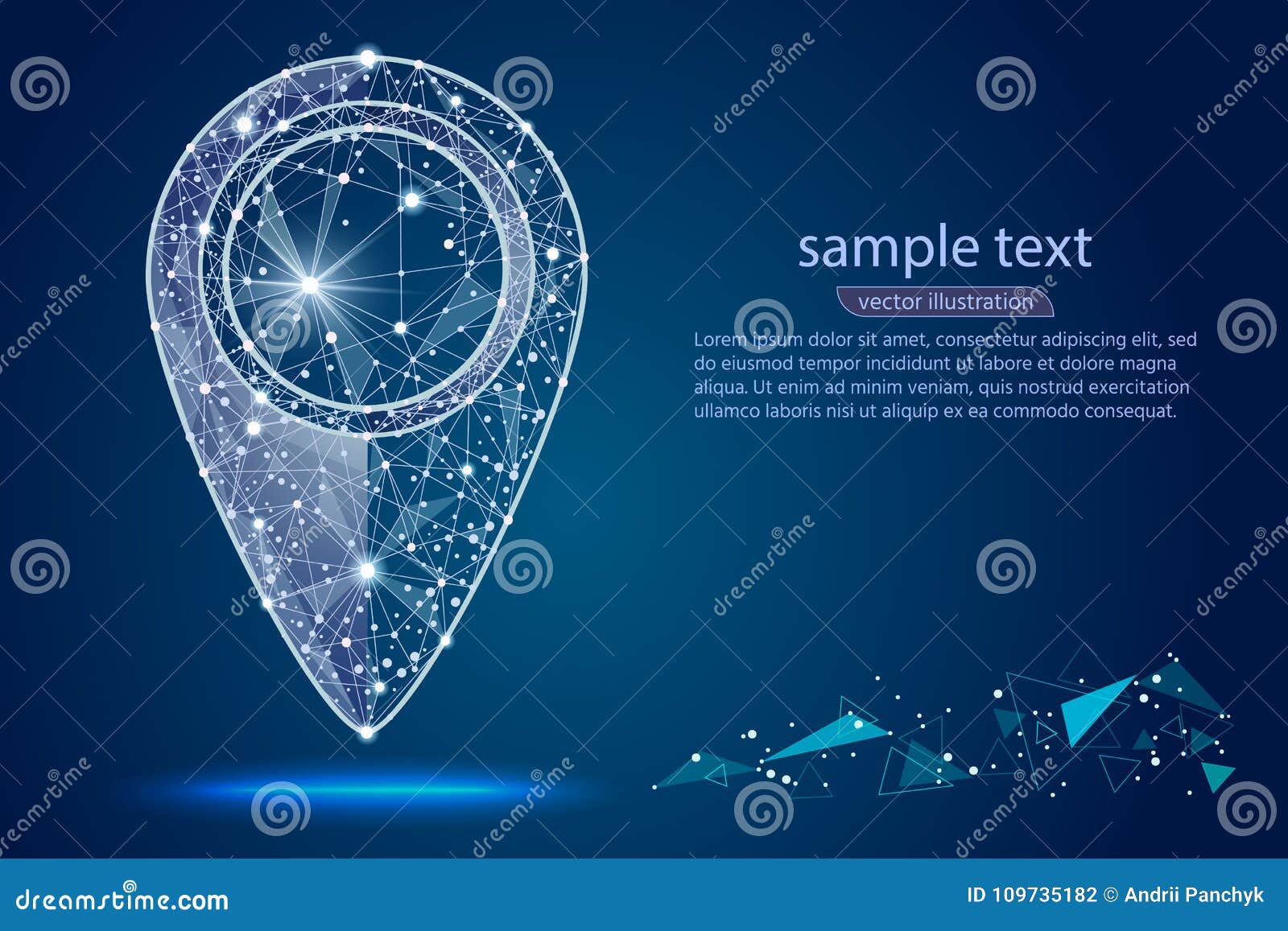 Pin Pointer.isolated from Low Poly Wireframe on Space Stars Background Stock Vector ...