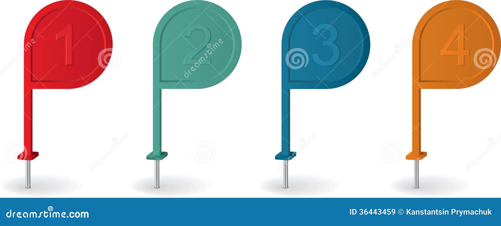 Pin Pointer with Numbers in Different Colors Stock Vector ...