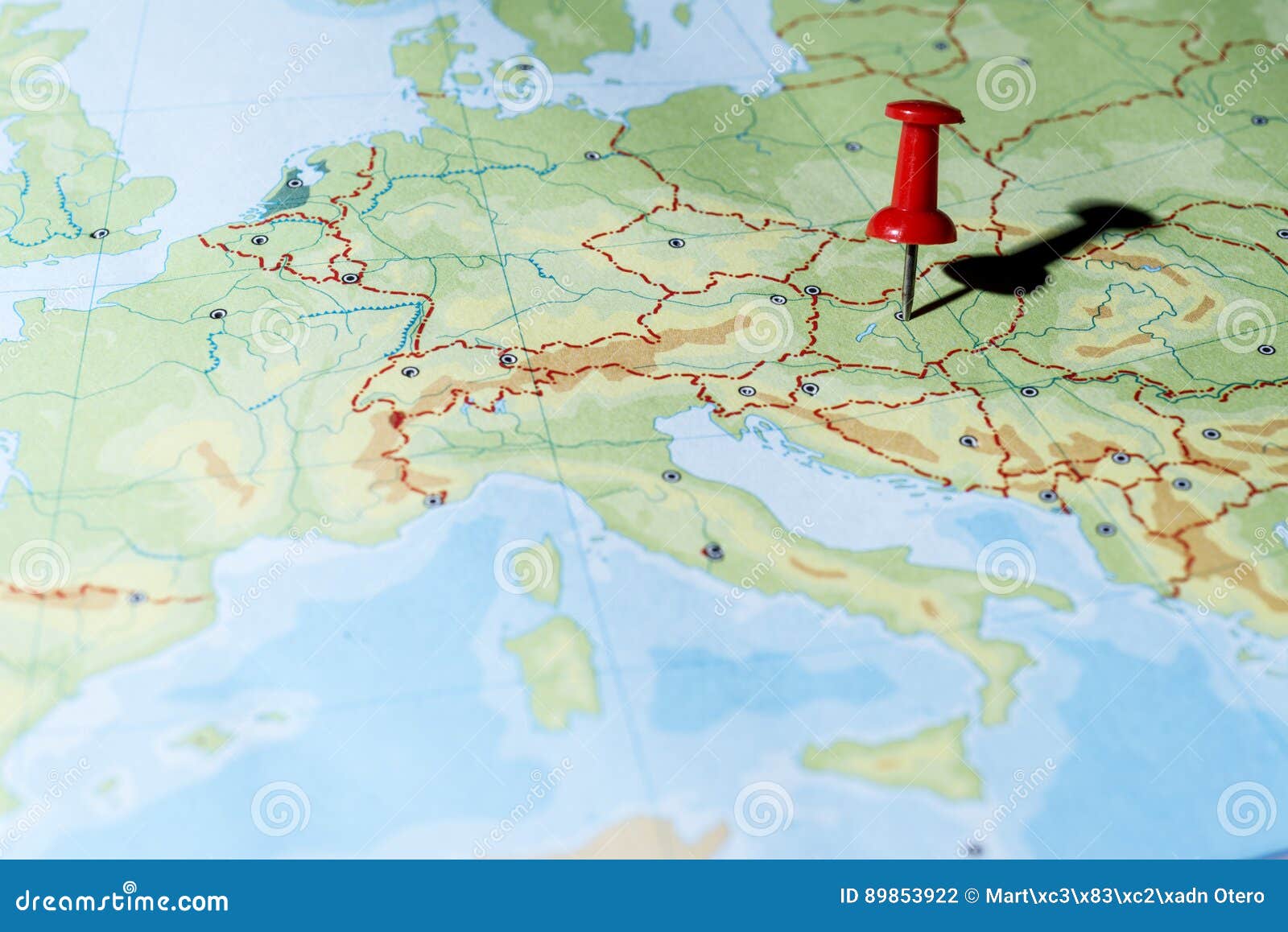 Pin pointing Budapest stock photo. Image of cartography - 89853922