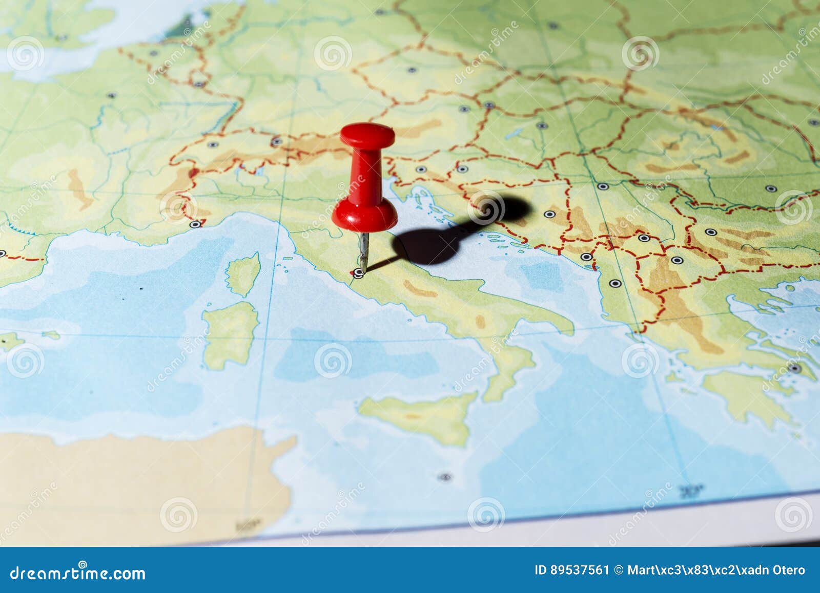 Pin pointing Rome stock image. Image of atlas, geography - 89537561