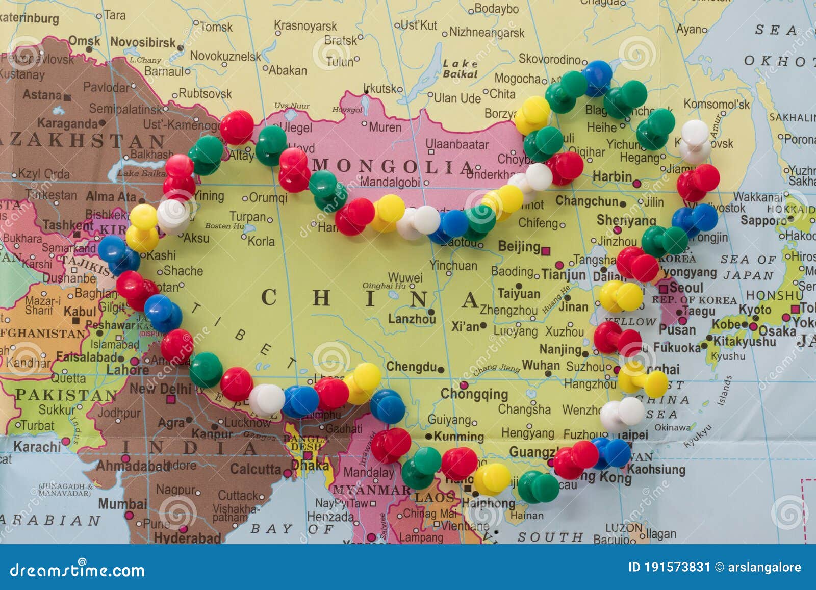 Pin Points Covering the Map of the China Stock Image - Image of globe ...