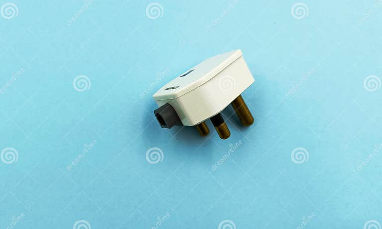 3 Pin Power Plug on Blue Background Stock Image - Image of organ ...