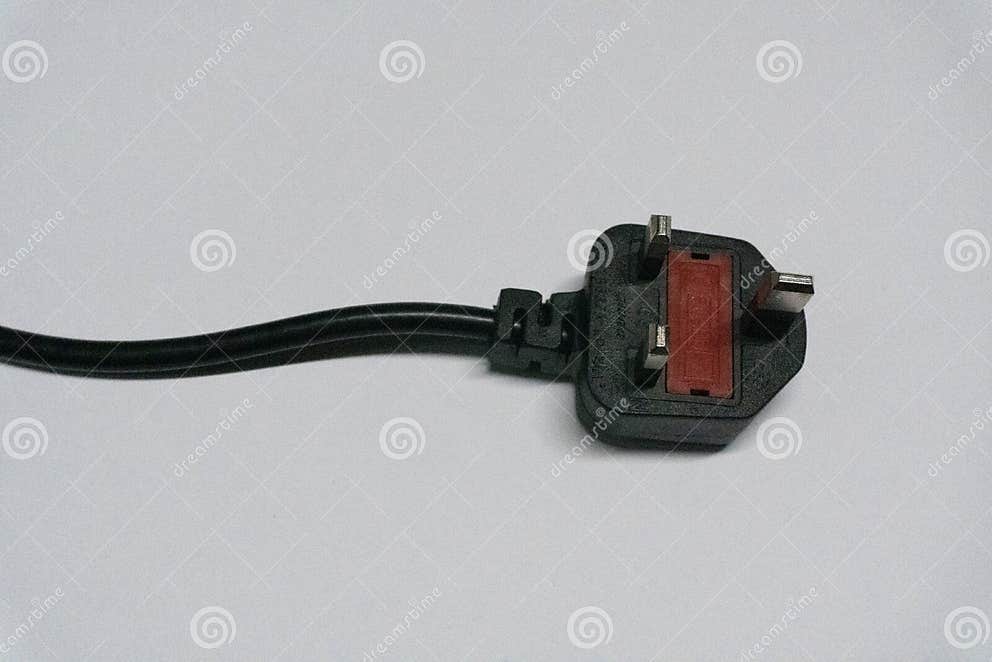 3 Pin Power Plug Isolated on White. Stock Image - Image of electrical ...