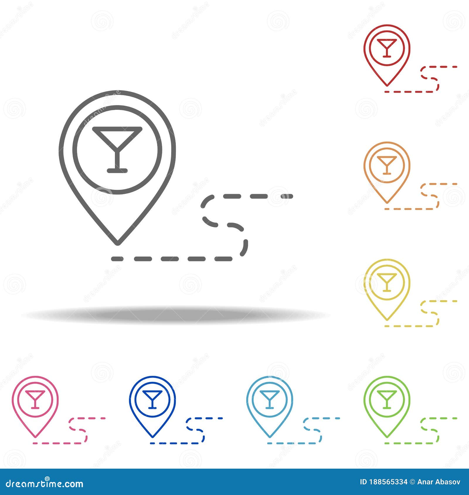Pin on the Restaurant Map Icon. Elements of Alcohol Drink in Multi ...