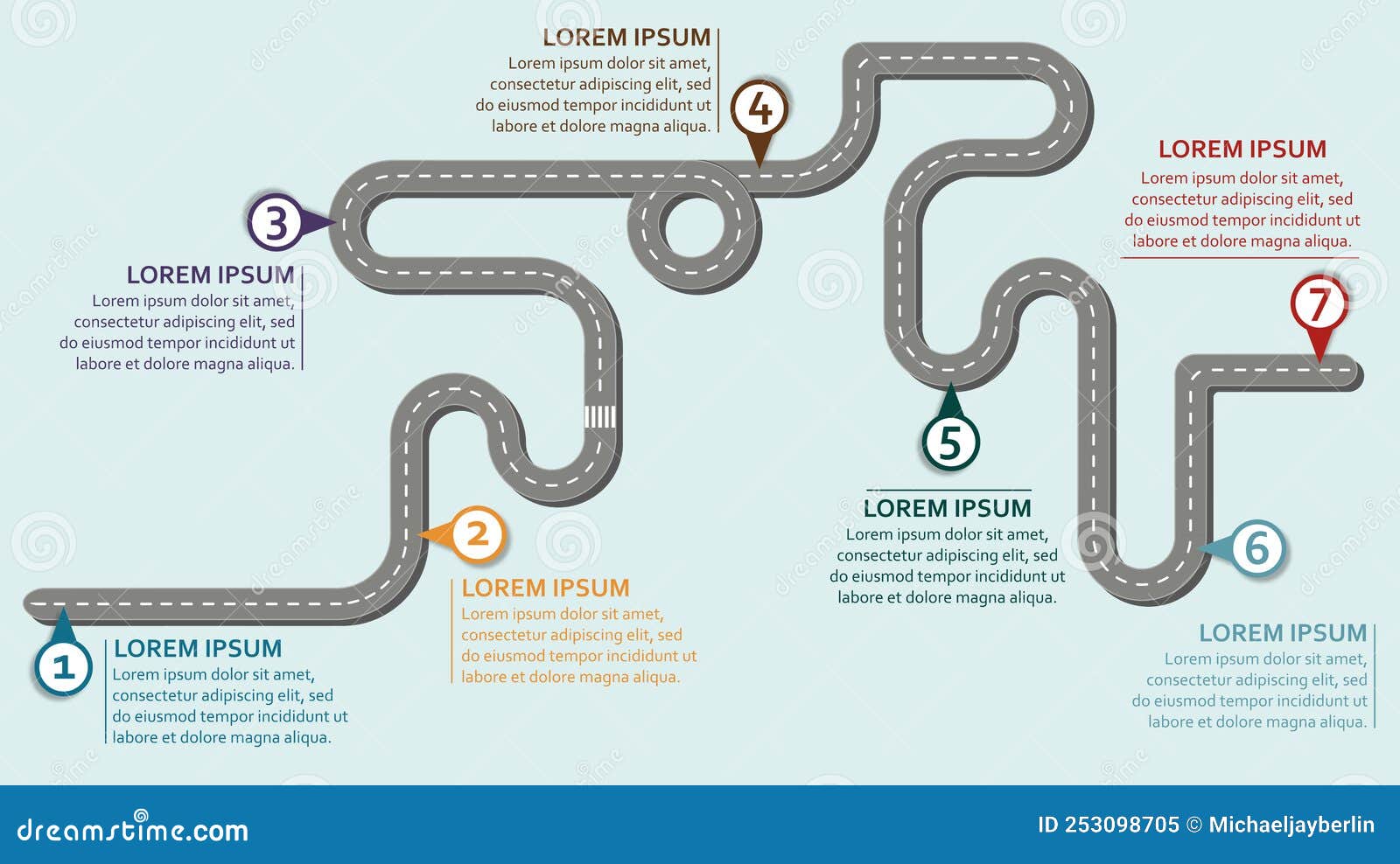 Business Work Flow Road Map with 7 Check Ponts Stock Illustration ...
