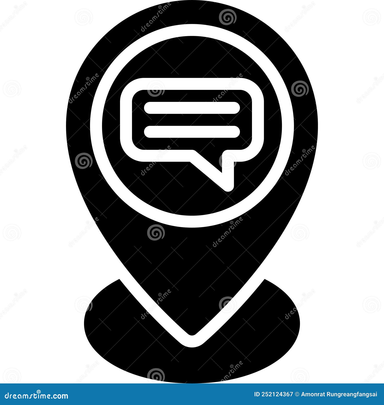 Pin with Speech Balloon Icon, Location Map and Navigation Vector Stock ...